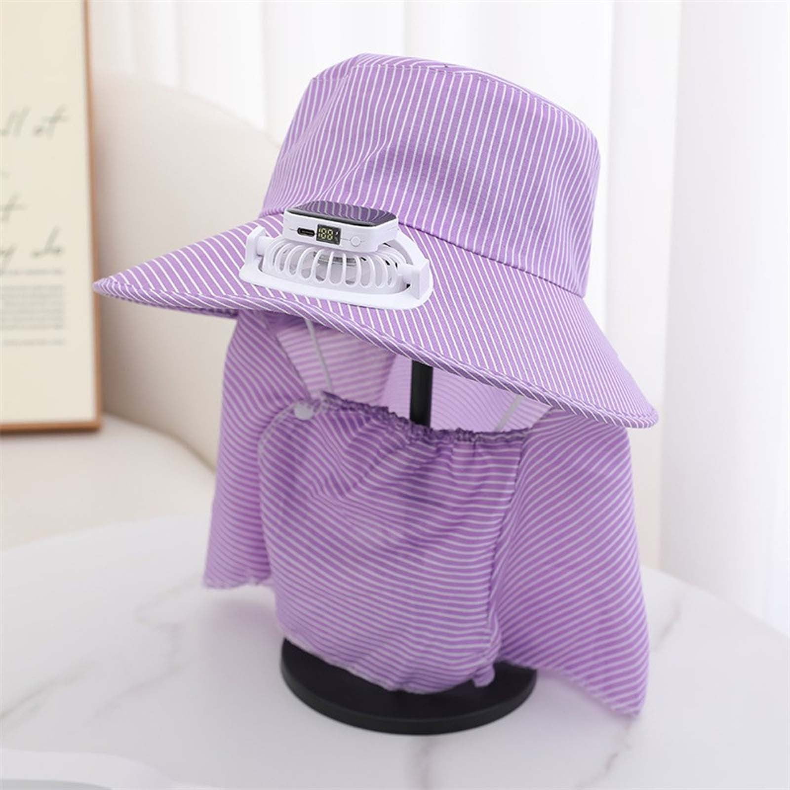 Solar Fan Bucket Hat For Men Women UPF50+ Sun Wide Brim Outdoor Sports ...