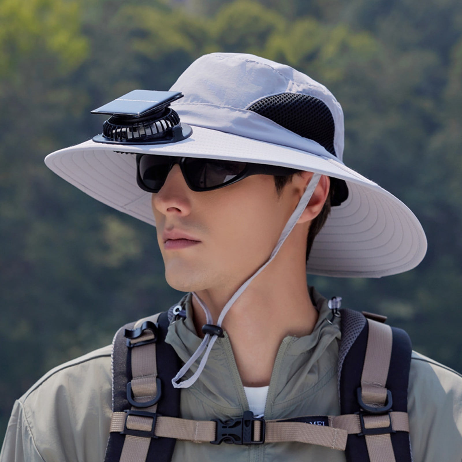 TYGHBN Solar Fan Bucket Hat for Men Women Wide Brim Sun Outdoor Summer ...