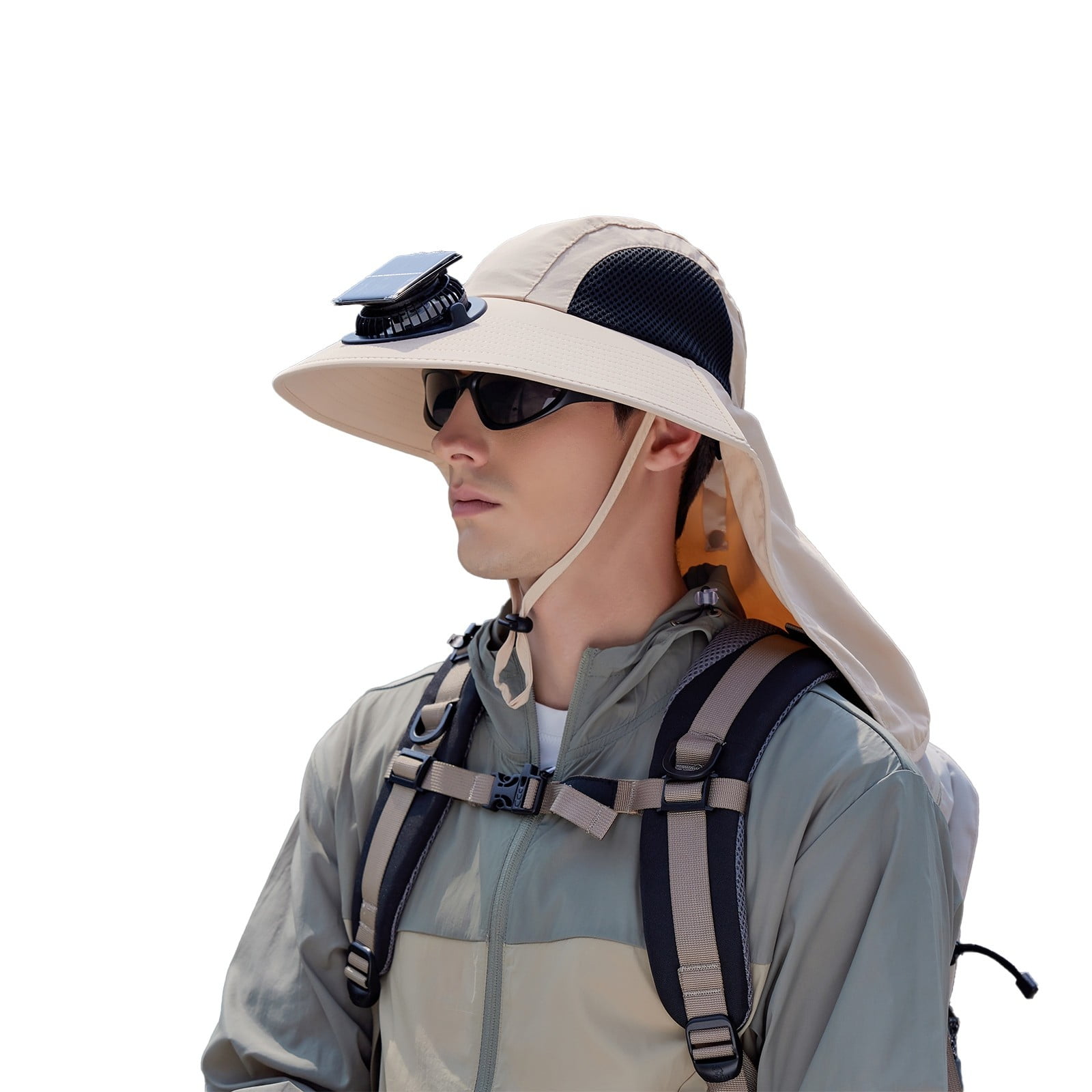 Solar Fan Bucket Hat Neck Cover - Cooling Hat Golf UV Protection Solar ...