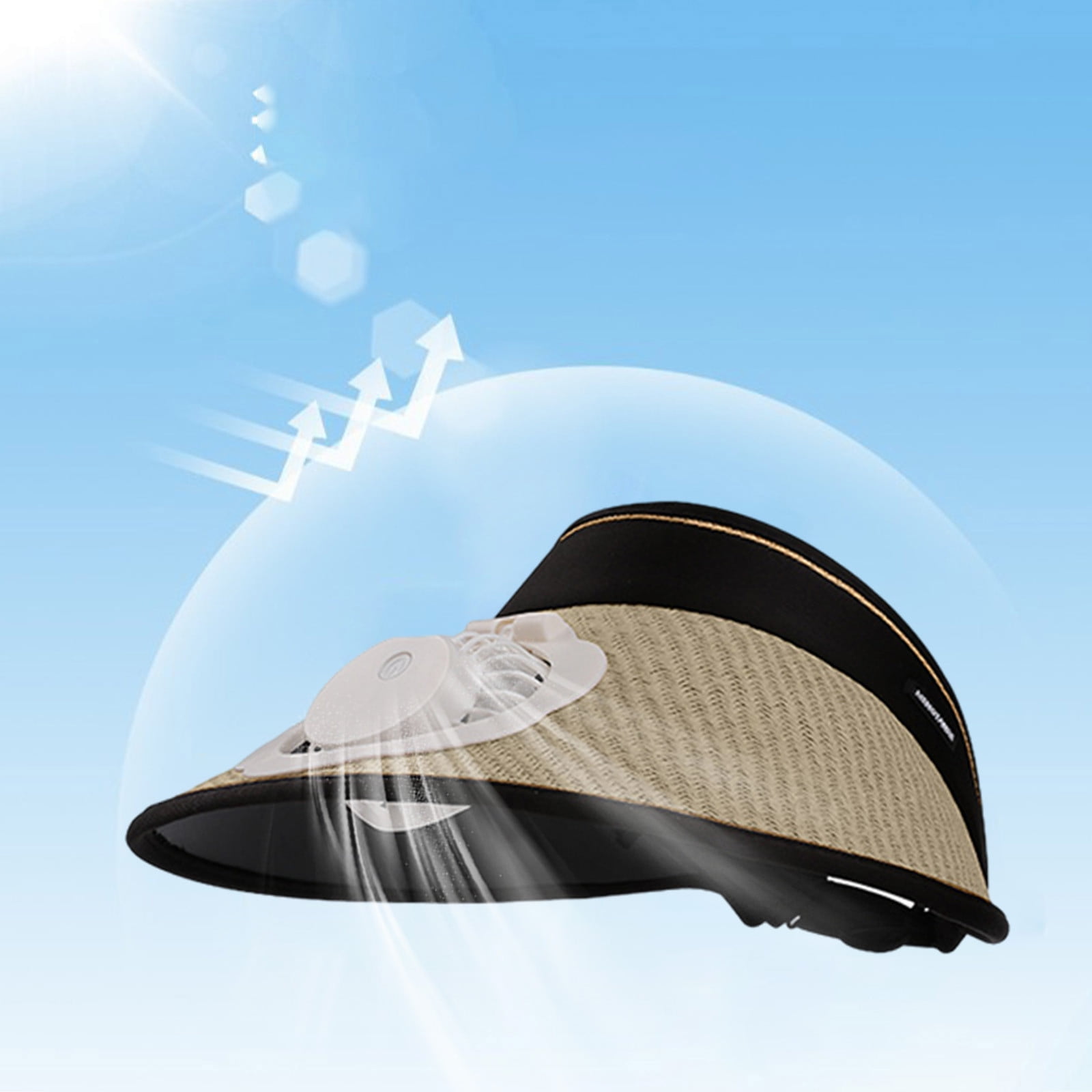 Solar Fan Cap Sun Hat with Fan, Wide Birm Fishing Hat with Cooling ...
