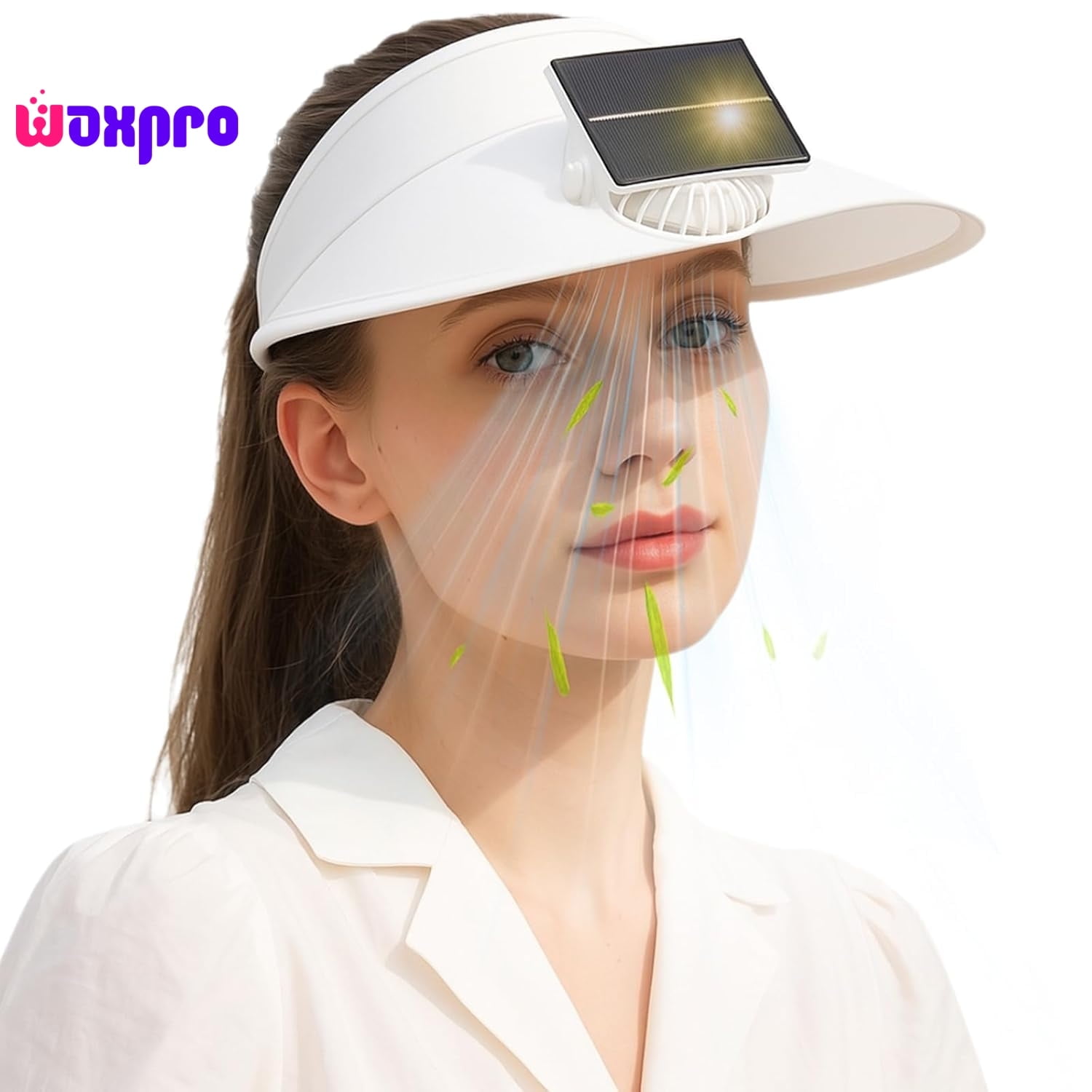 Solar Fan Hat, Fan Visor Hat for Woman, Solar Powered - USB Charging ...