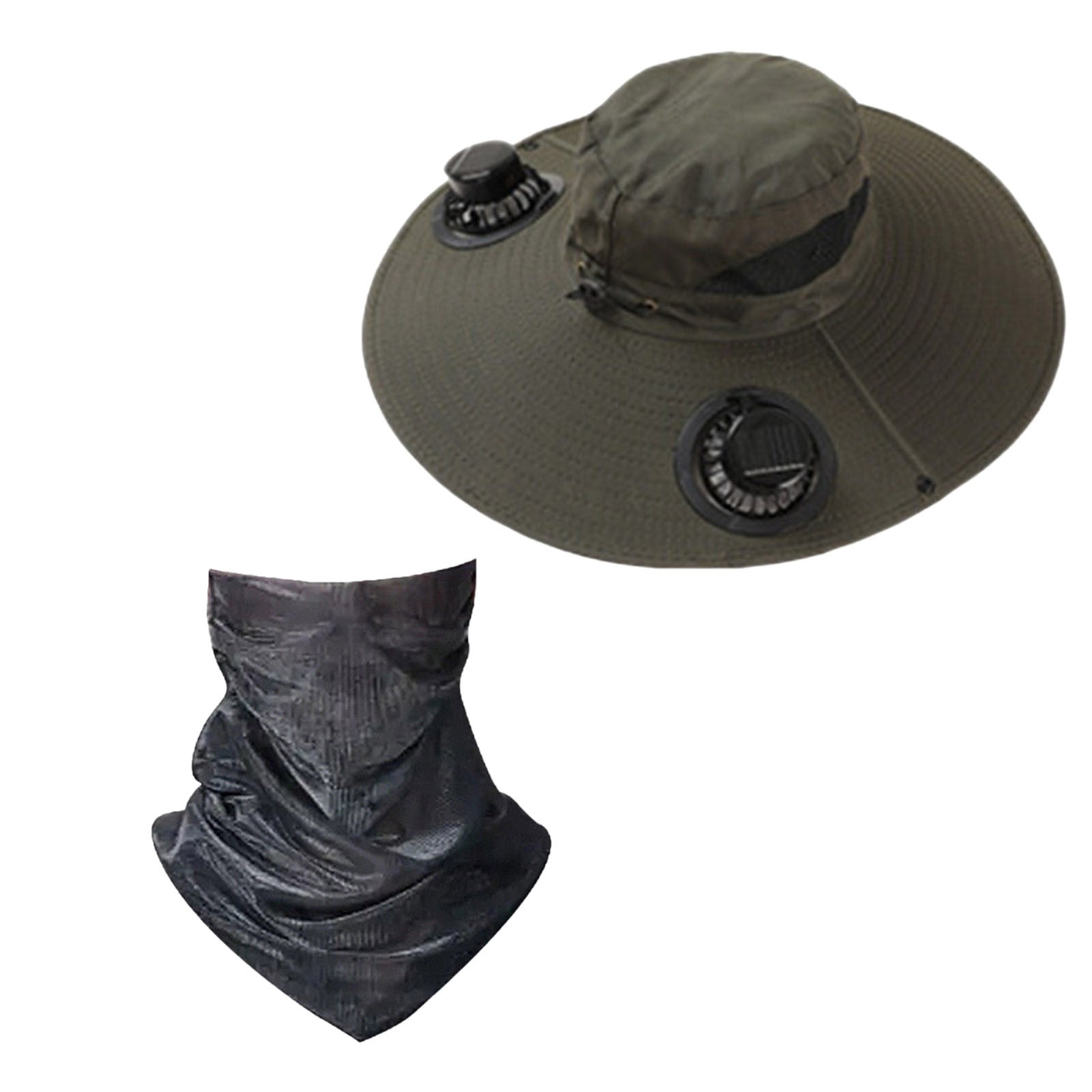 Solar Fan Hat for Men Outdoor Fishing Sun Hat with Wide Brim, 2 Usb ...