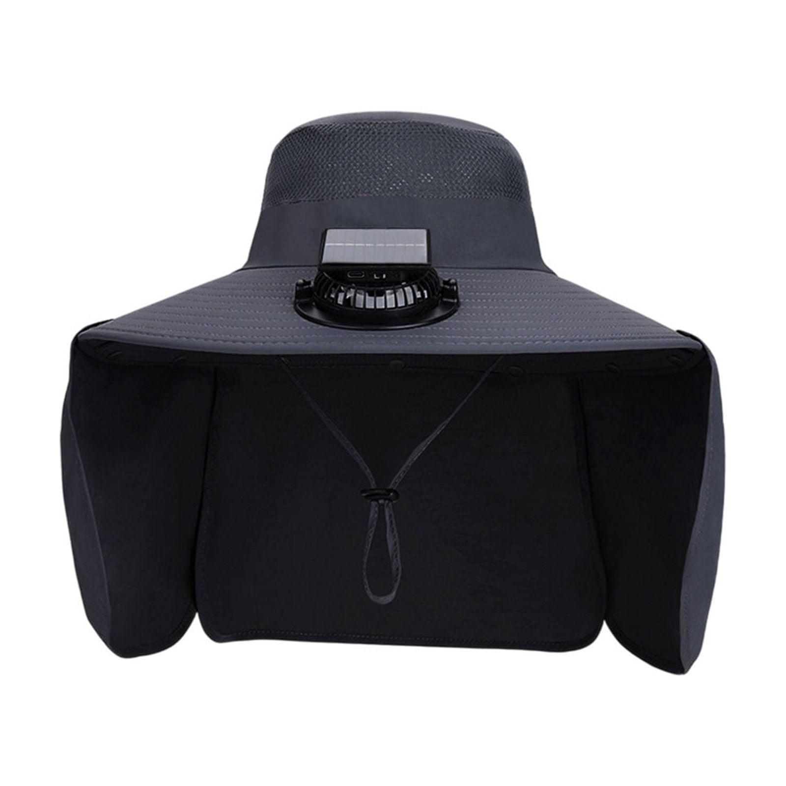 Solar Fan Hat with Neck Flap,Wide Brim Solar Fan Outdoor Fishing Hat ...