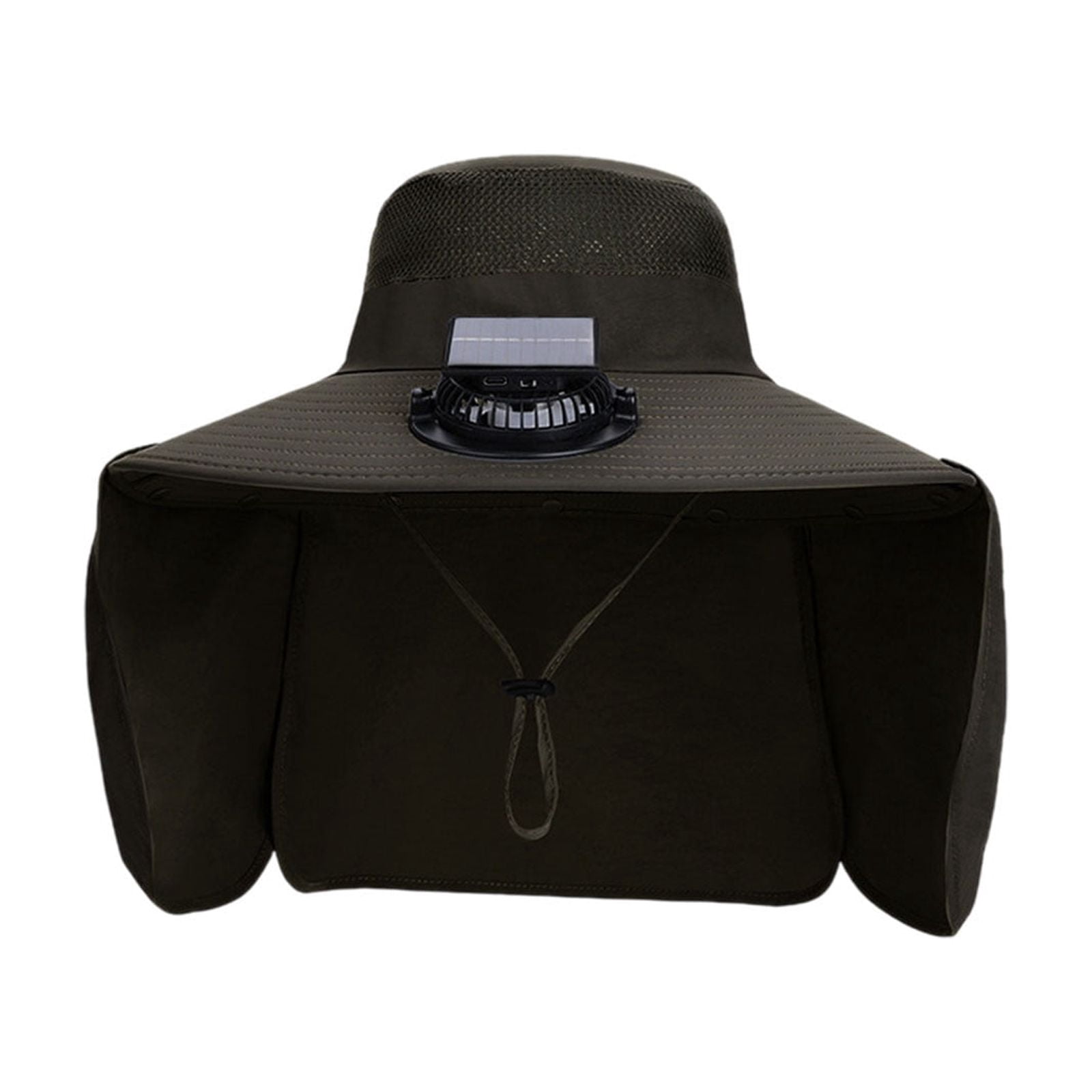 Solar Fan Hat with Neck Flap,Wide Brim Solar Fan Outdoor Fishing Hat ...