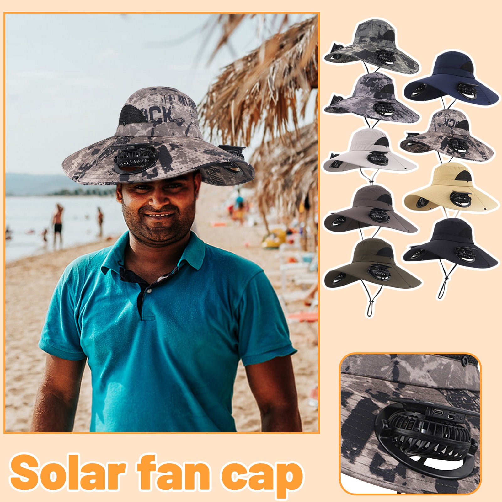 Solar Fan Hat，Outdoor Wide Brim Sun Hat with Solar Fan Sun Bucket Hat ...