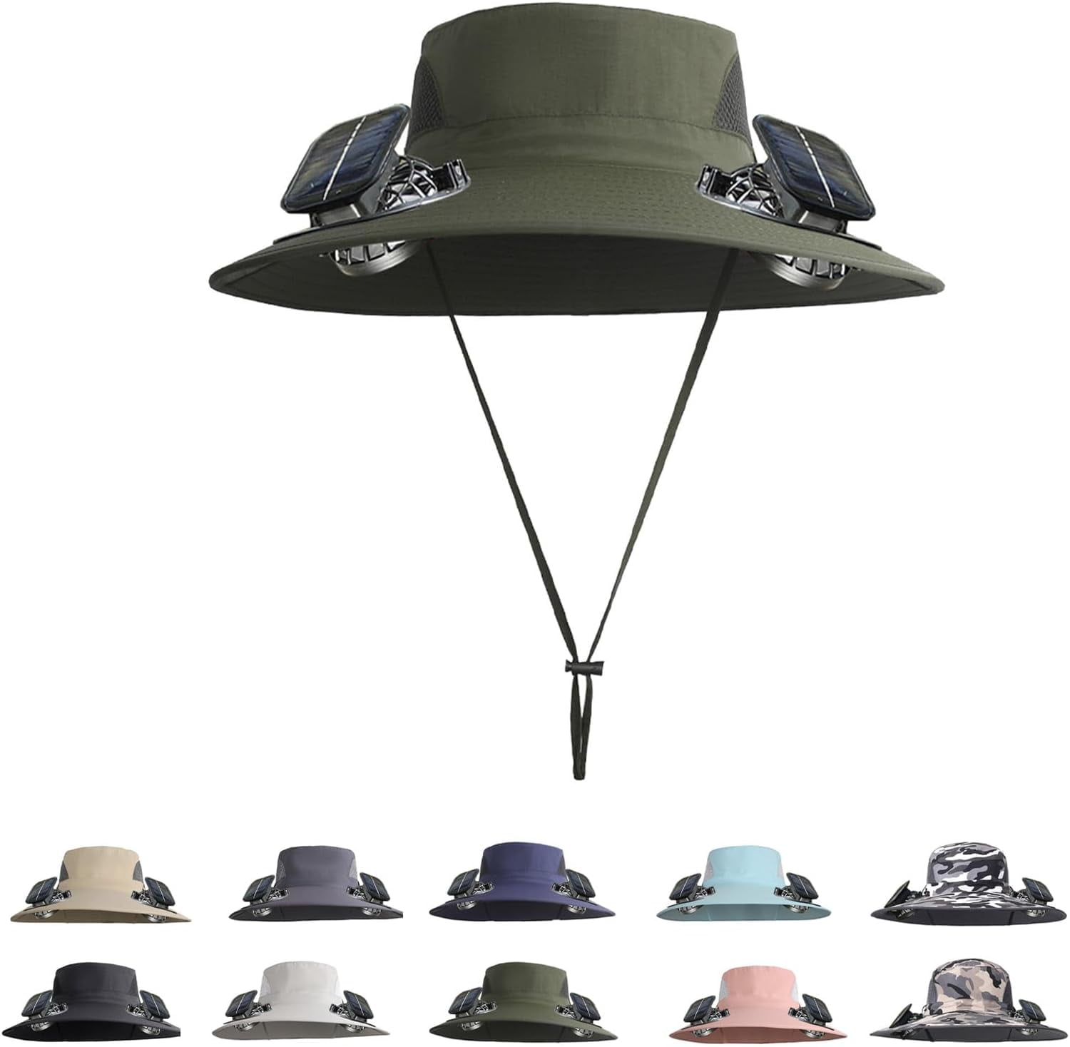 Solar Fan Hat Outdoor, Wide Brim Sun Hat with 2 Solar Fans, 2025 UPF 50 ...