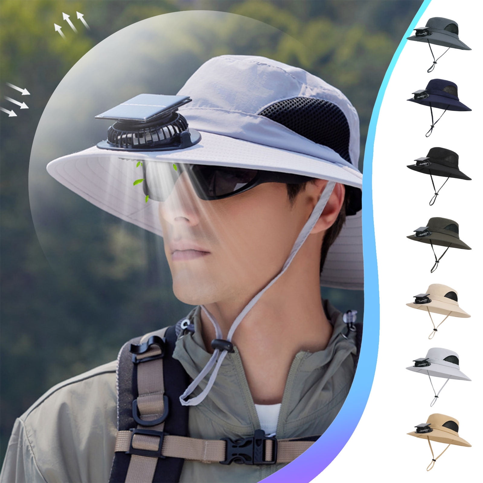 Solar Fan Hat Rechargeable Wide Brim Sun Protection | UV Blocking Quick ...