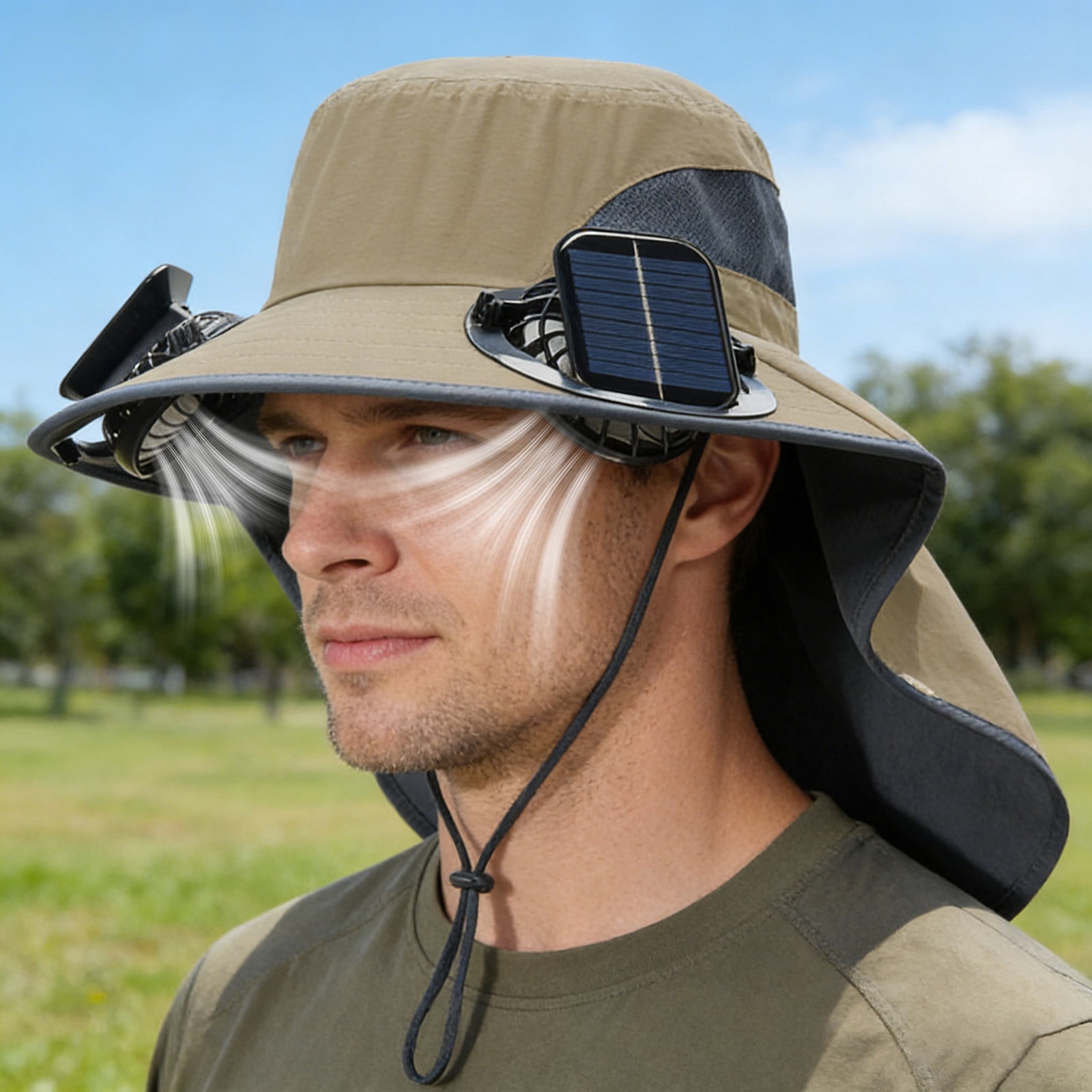 Solar Fan Hat, Solar Charged Sun Hat with Controllable Fan, Equipped ...