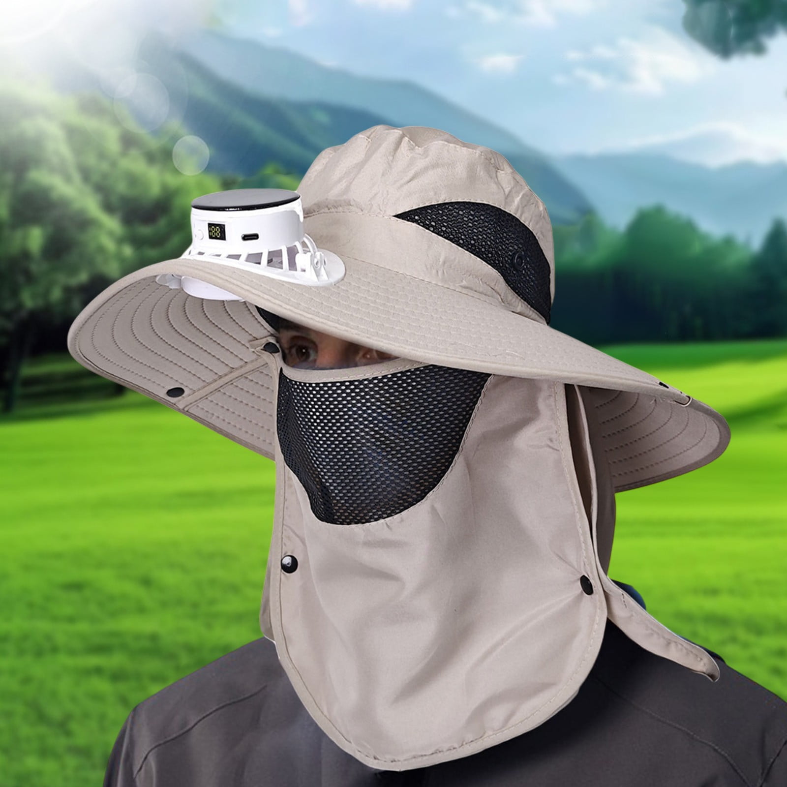 Solar Fan Hat,Wide Brim Outdoor Hat with Fans Solar Power, Removable ...