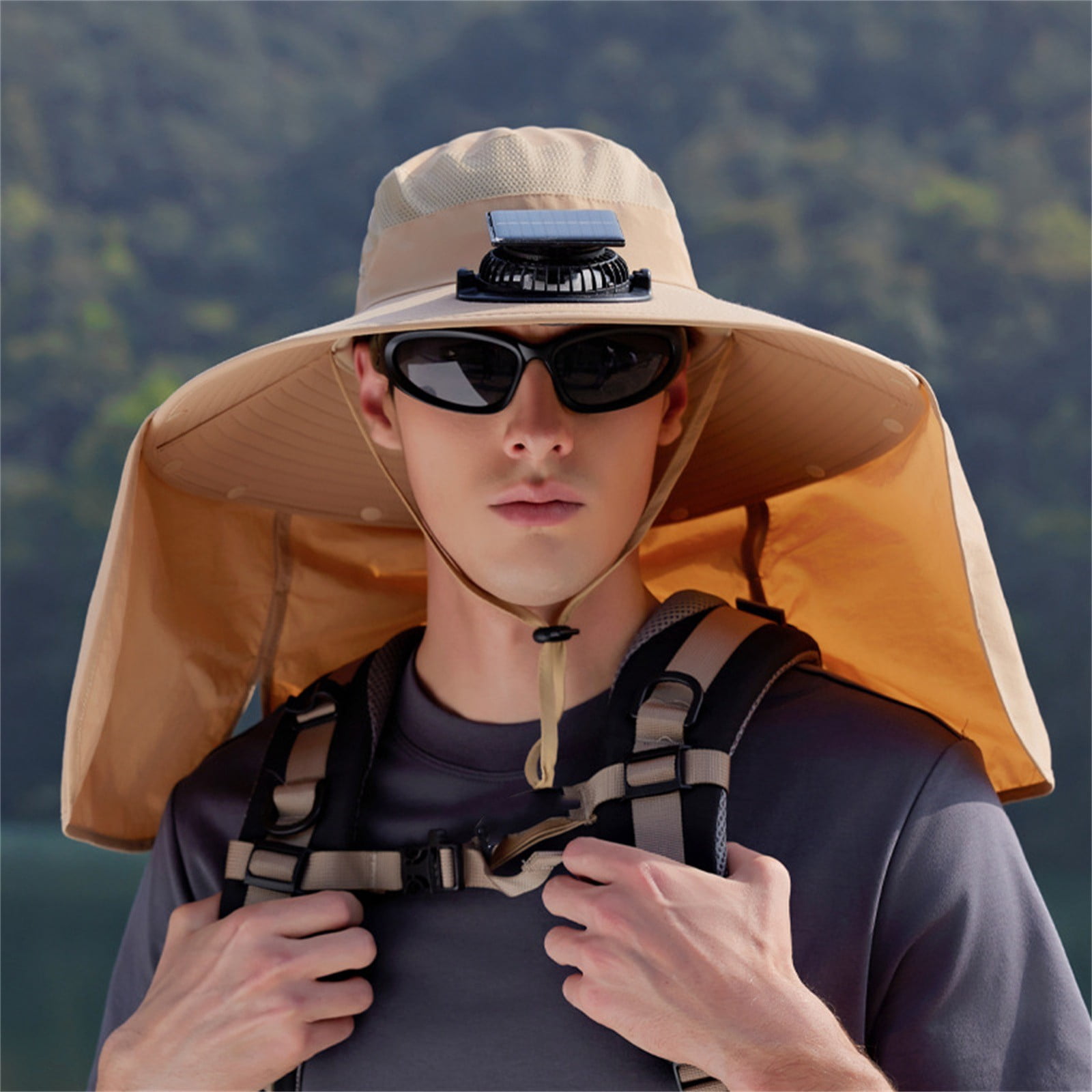Solar Fan Hat Wide Brim Solar Fan Hat Outdoor Wide Brim Sun Hat with ...