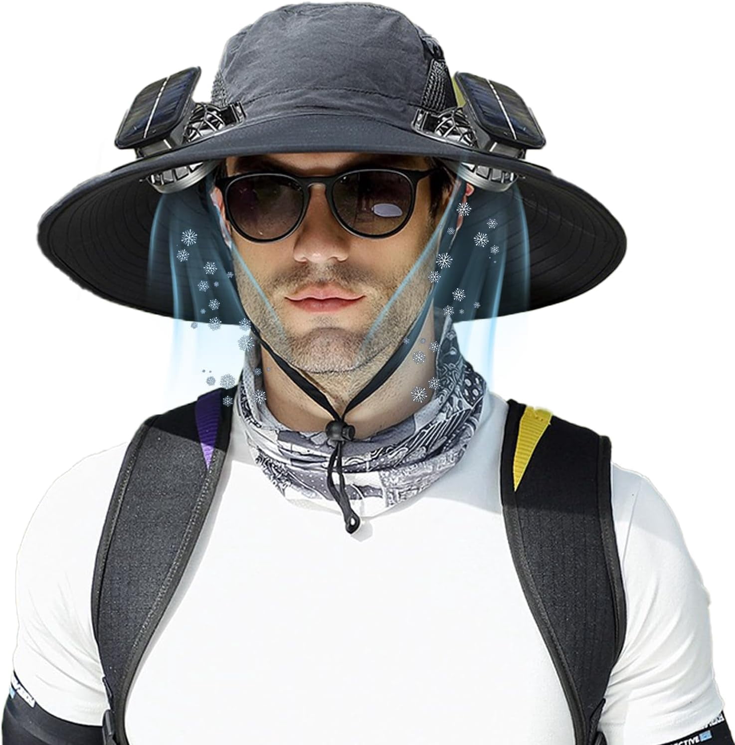 Solar Fan Hat,Wide Brim Solar Fan Hat, Solar + USB Dual Power Supply ...