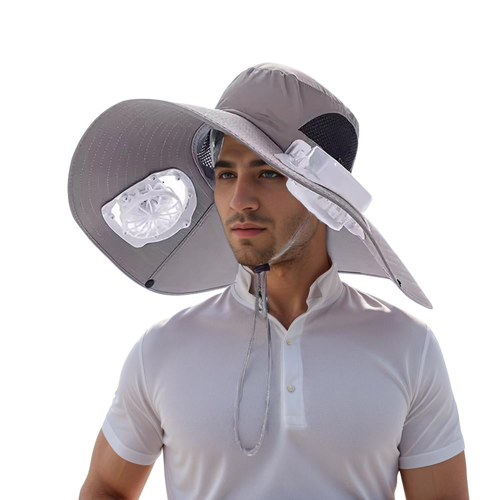 Solar Fan Hat, Wide Brim Solar Fan Outdoor Fishing Hat, Solar Powered ...