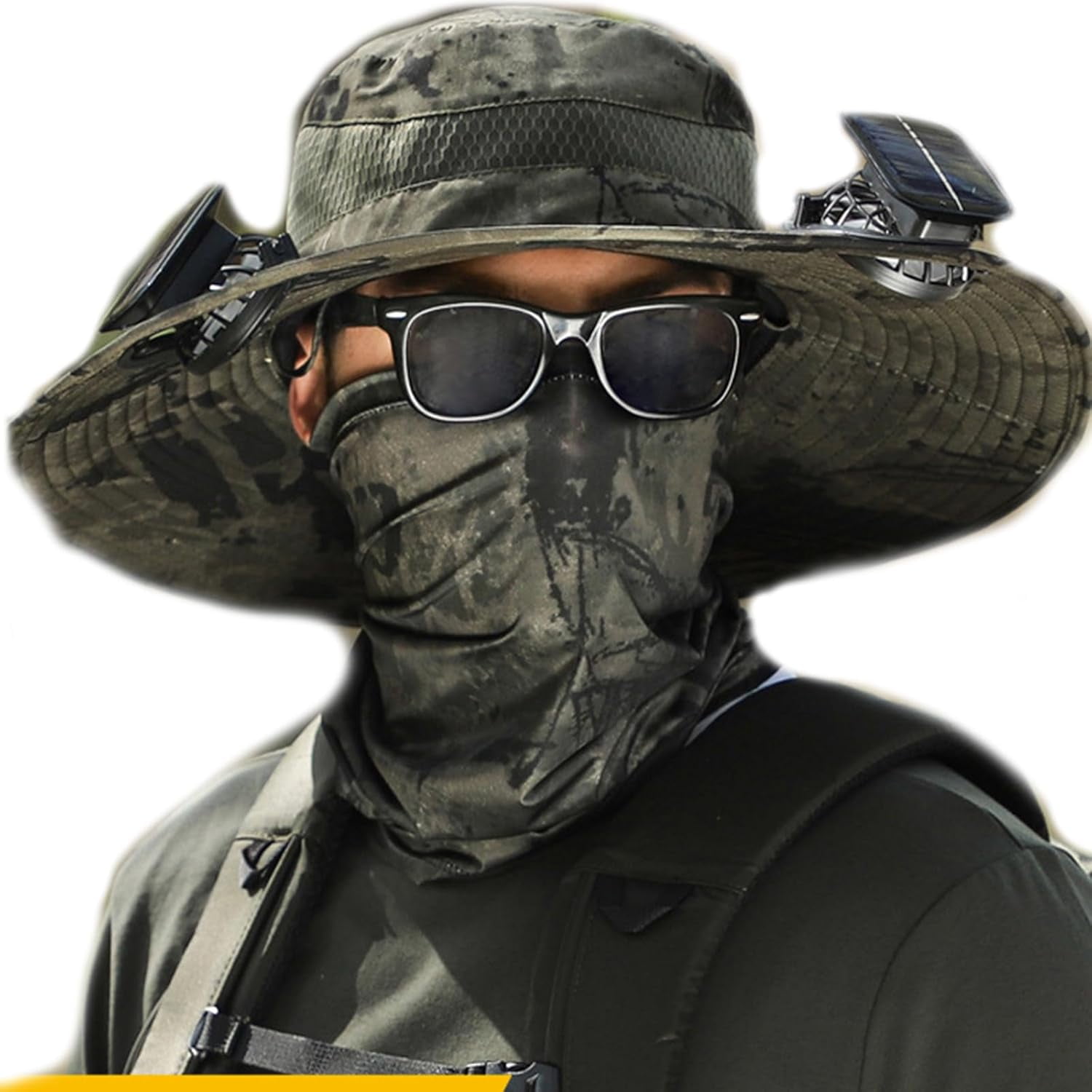 Solar Fan Hat,Wide Brim Solar Fan Outdoor Fishing Hat-Solar & USB ...