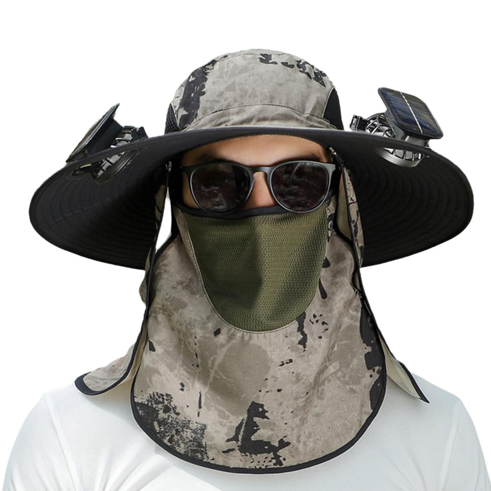 Solar Fan Hat, Wide Brim Solar Fan Outdoor Fishing Hat with Removable ...