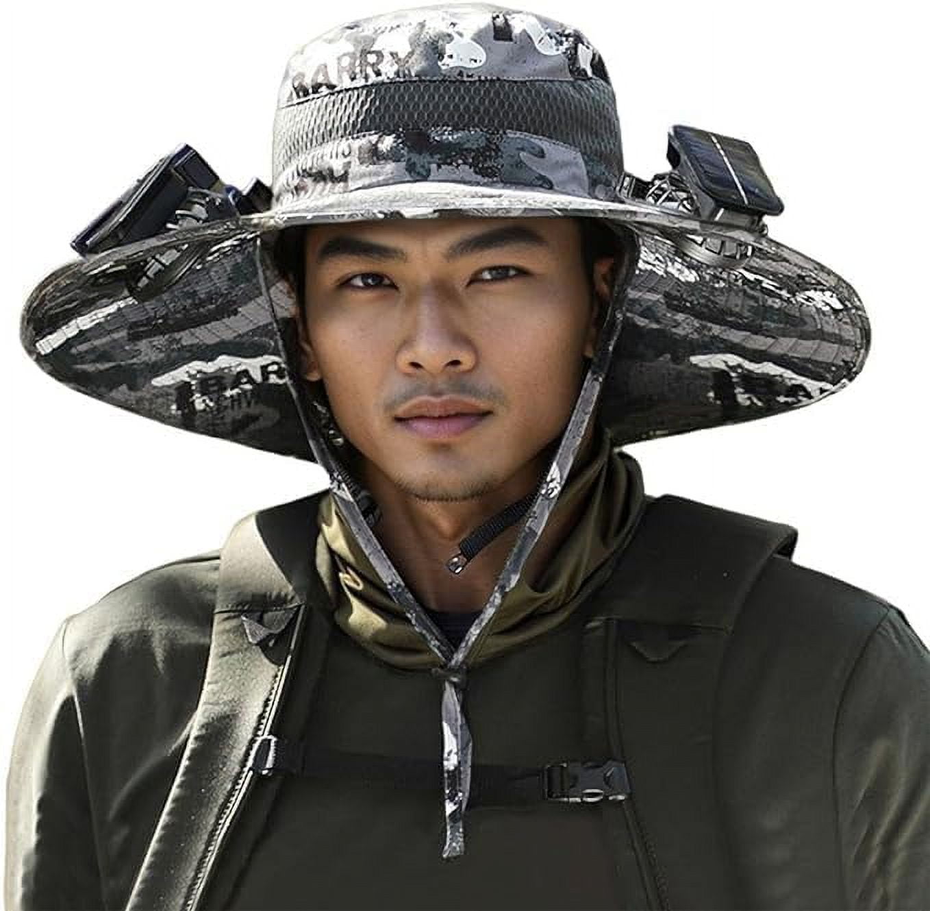 Solar Fan Hat Wide Brim Solar Powered Fan Hat for Men Women, Outdoor ...