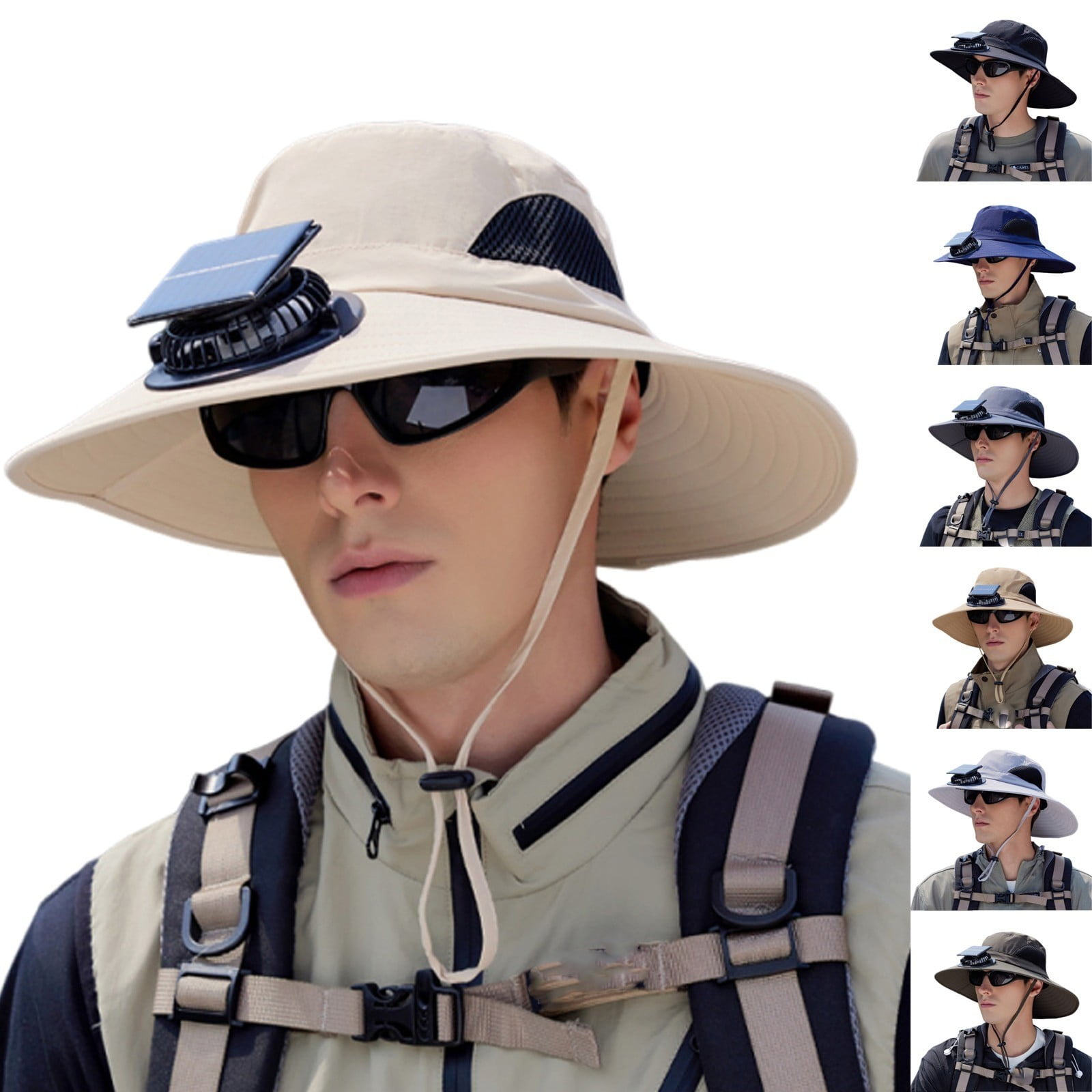 Solar Fan Hat, Wide Brim Sun Hat with 1 Solar Fan, Hat with Solar Fans ...