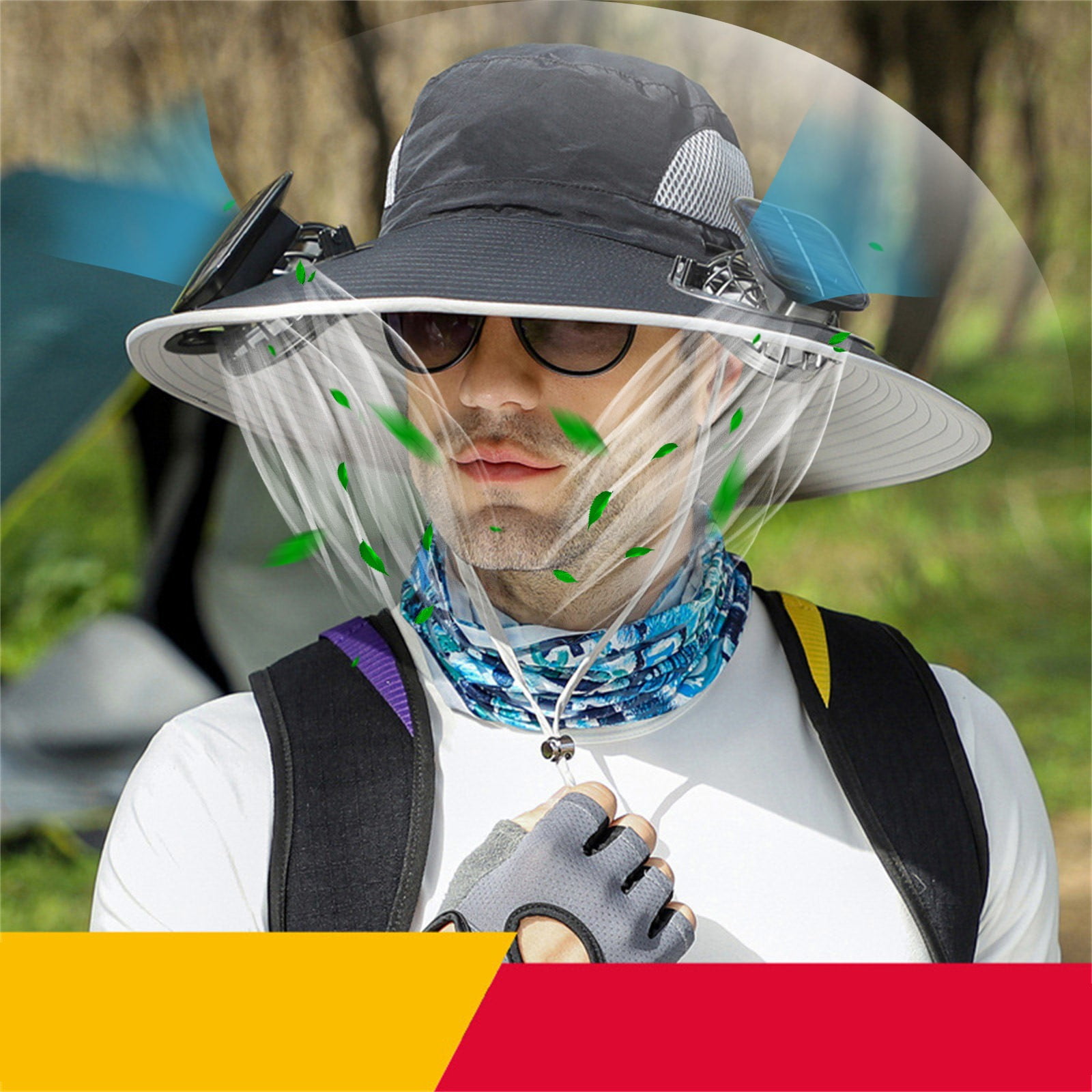 Solar Fan Hat,Wide Brim Sun Hat with 2 Solar Fan,Hat with Solar Fans ...
