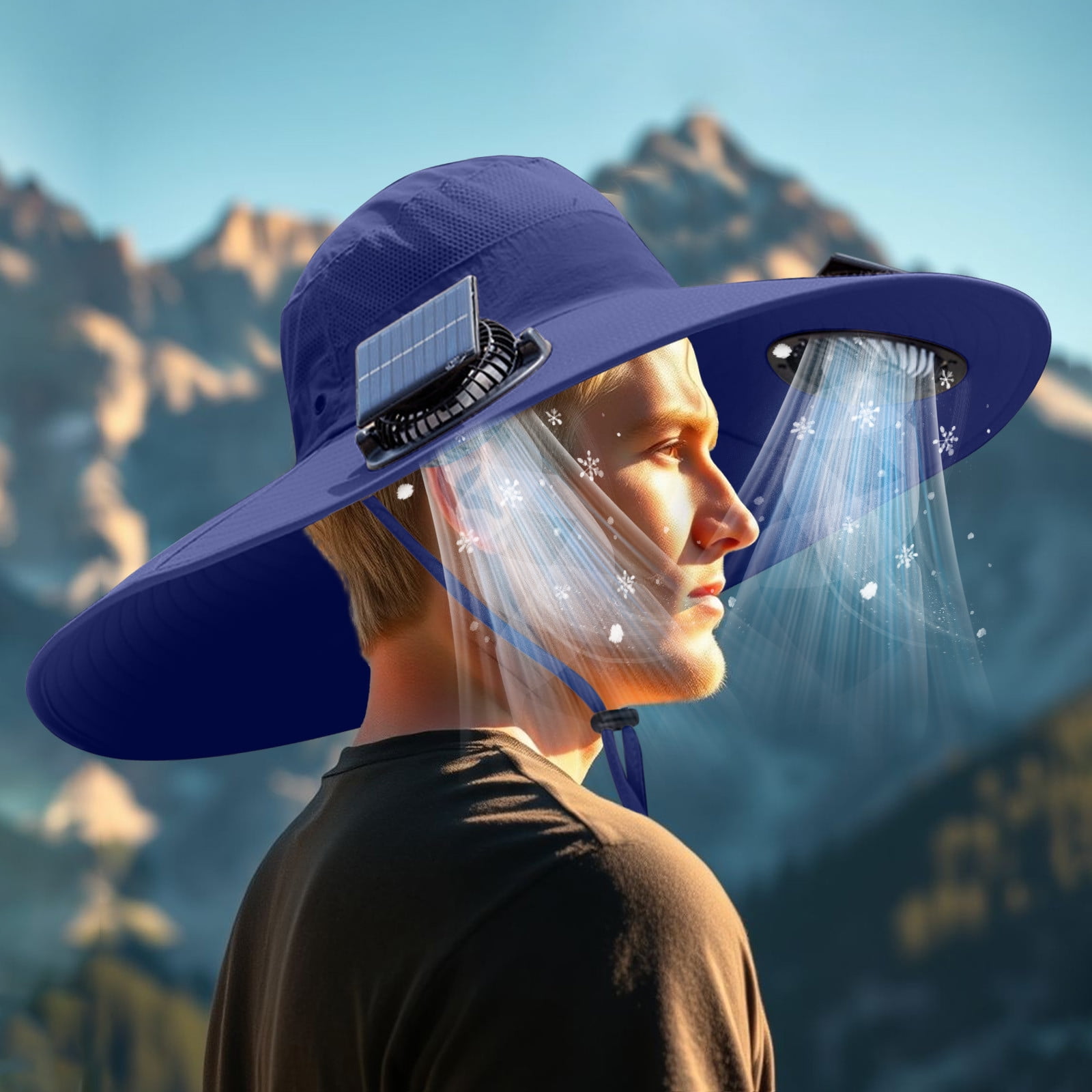 Solar Fan Hat, Wide Brim Sun Hat with 2 Solar Fan, Hat with Solar Fans ...