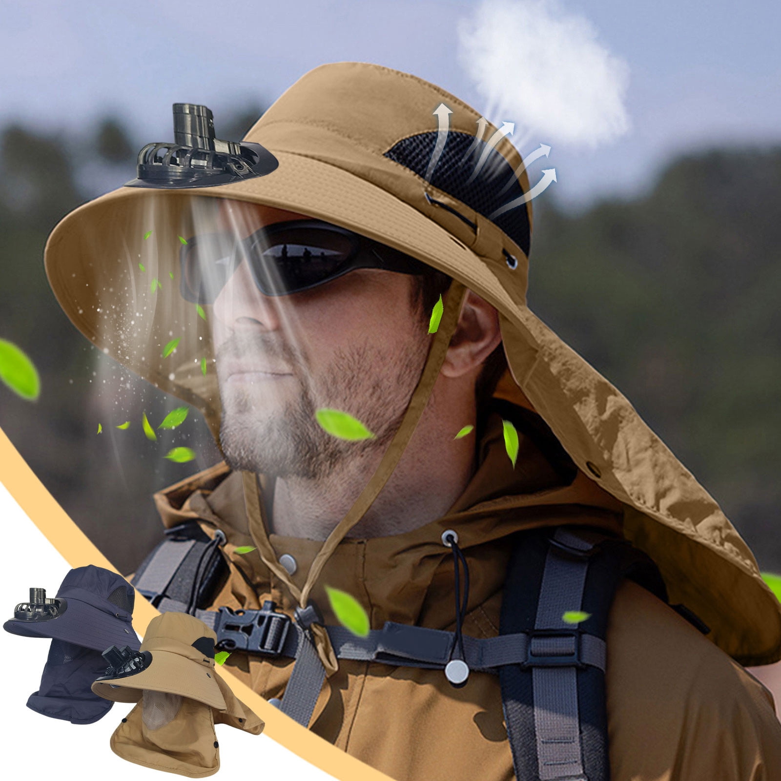 Solar Fan Hat, Wide Brim Sun Hat, Waterproof Material, Built-In Solar ...