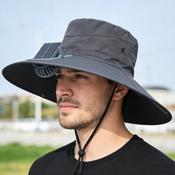 Solar Fan Hat Wide Brim Sun Hat with Built In Fan Solar Powered for ...