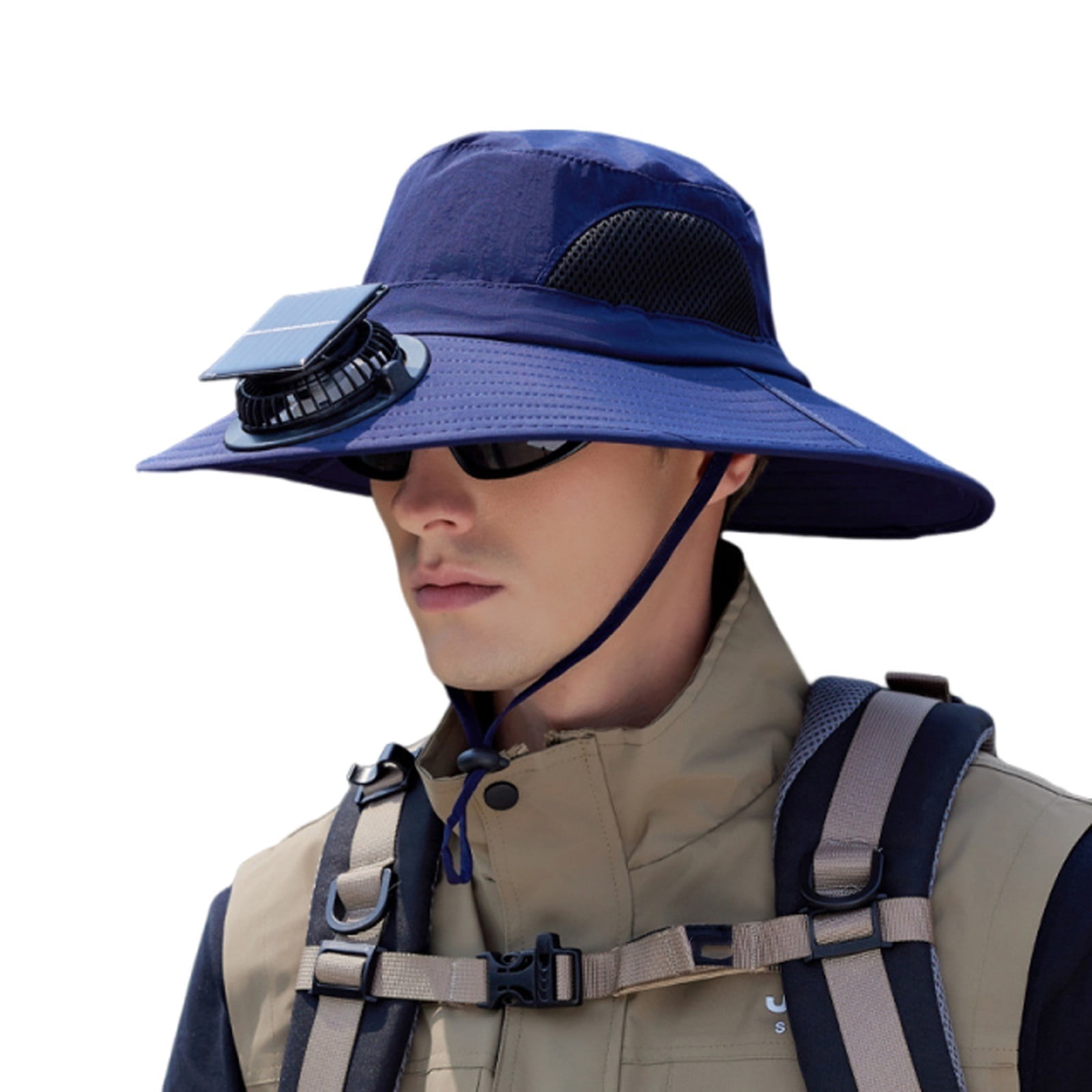 Solar Fan Hat, Wide Brim Sun Hat with Large Solar Fan Built & USB ...