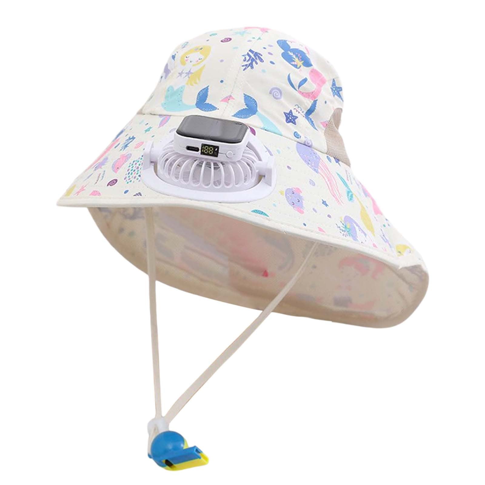 Solar Fan Hat for Kids Beige Wide Brim Solar Fan Hat for Kids Hat with ...