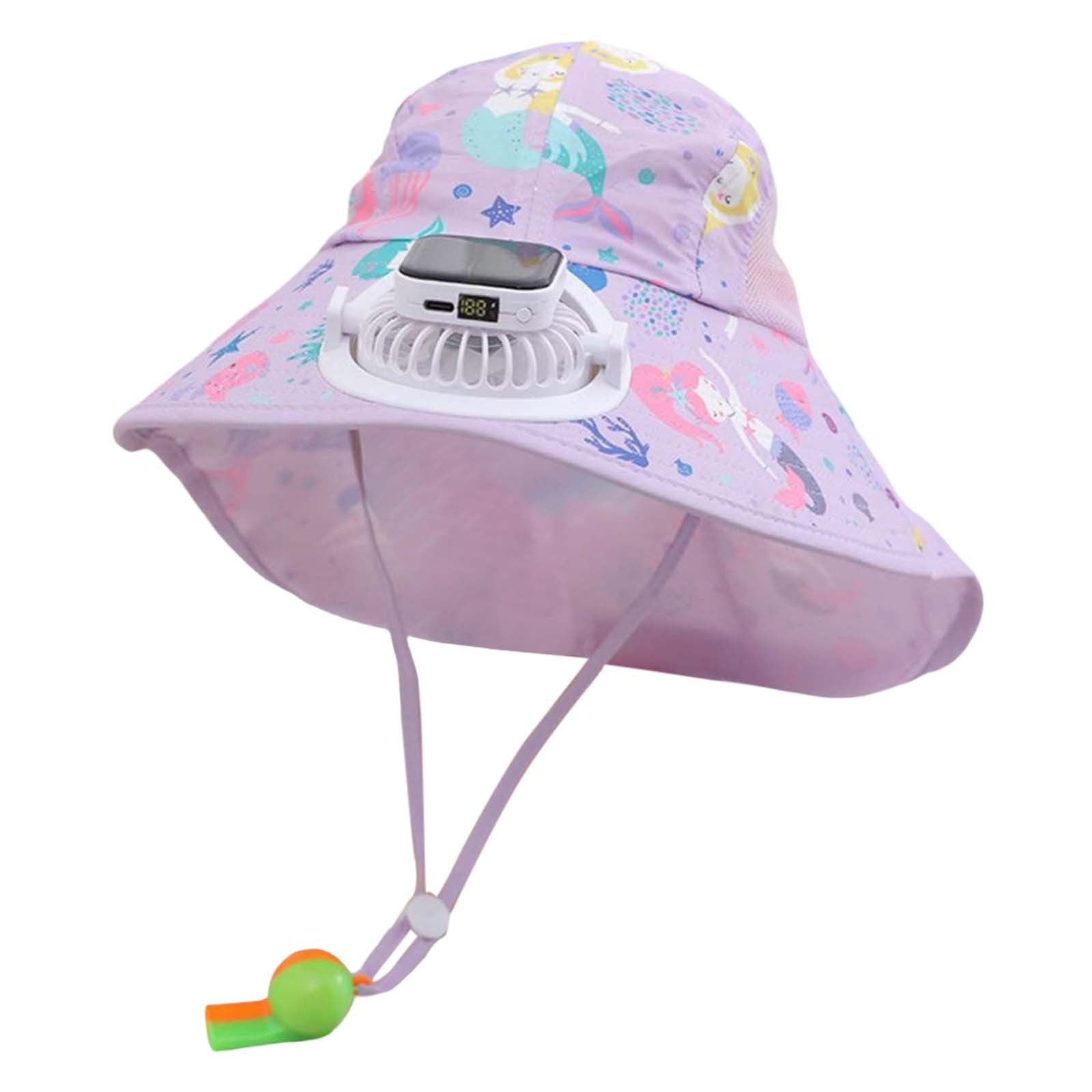 Solar Fan Hat for Kids Light Purple Wide Brim Solar Fan Hat for Kids ...