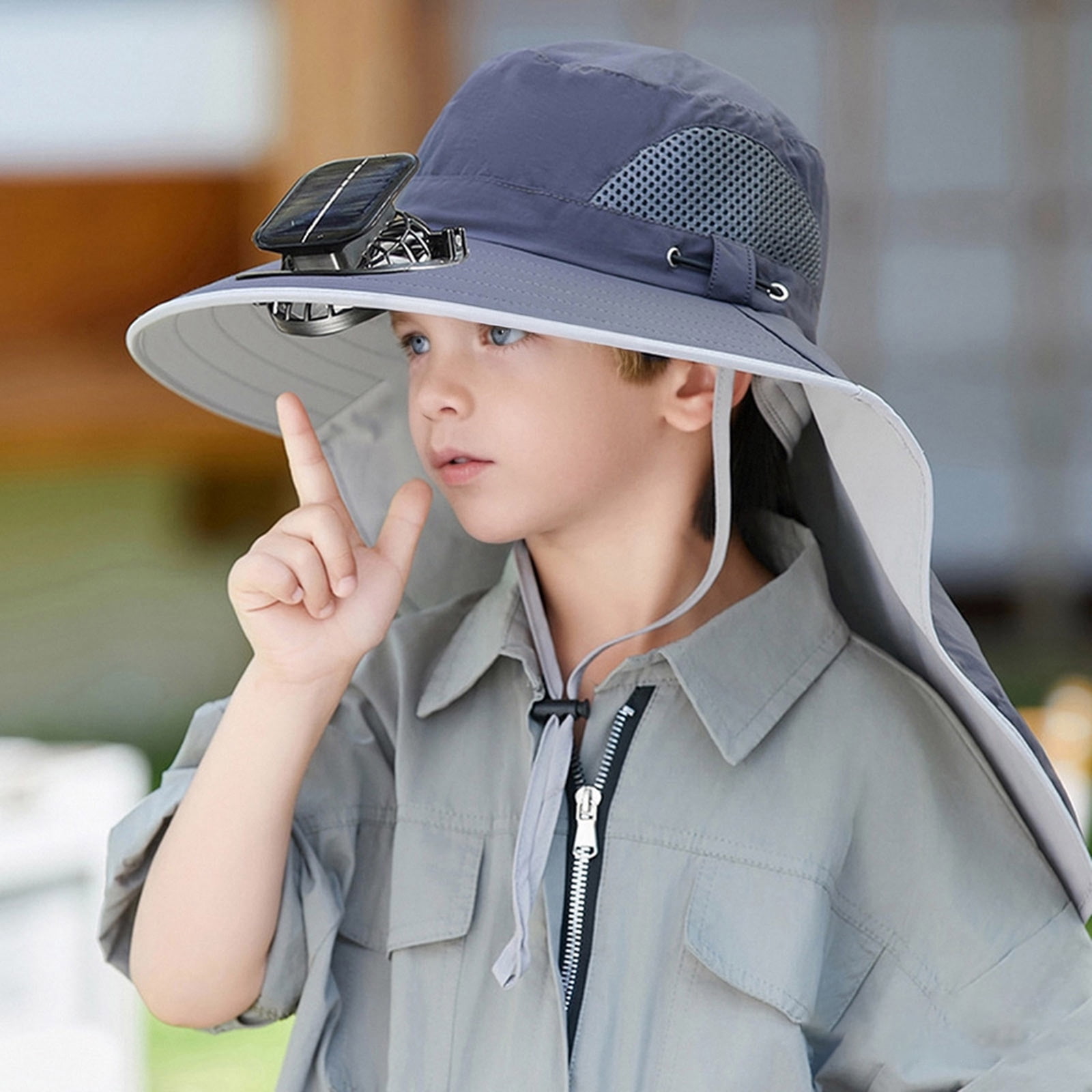 Solar Fan Hat for Kids Wide Brim Sun Hat UPF 50+ with Solar Fan Outdoor ...