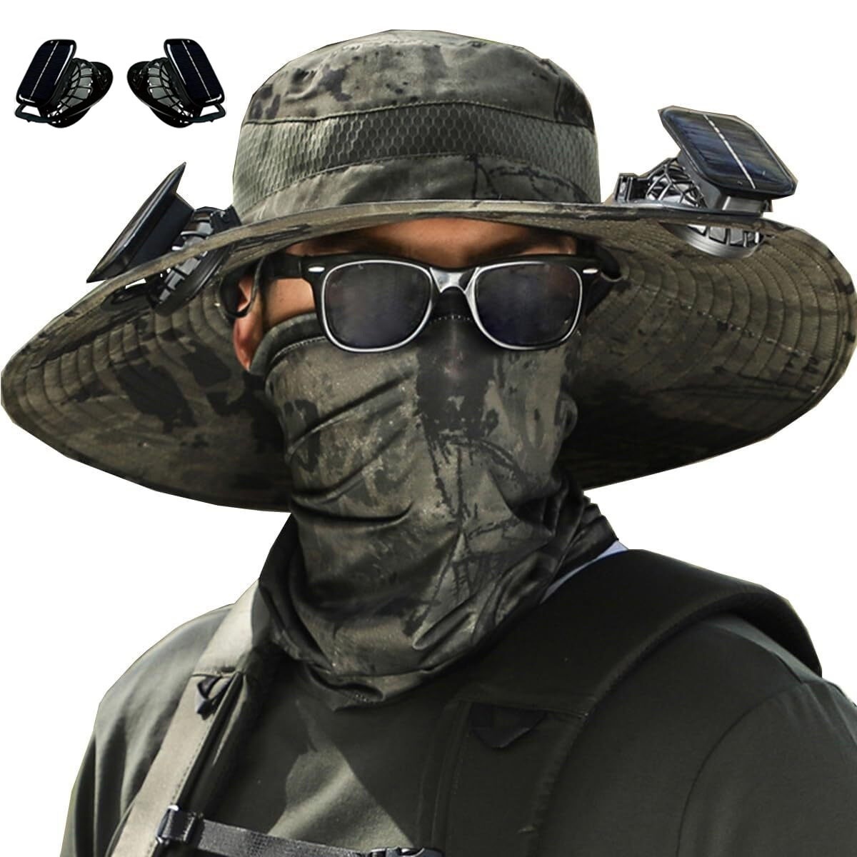 Solar Fan Hat for Men Wide Brim Sun Hat with Dual Solar Fans for ...