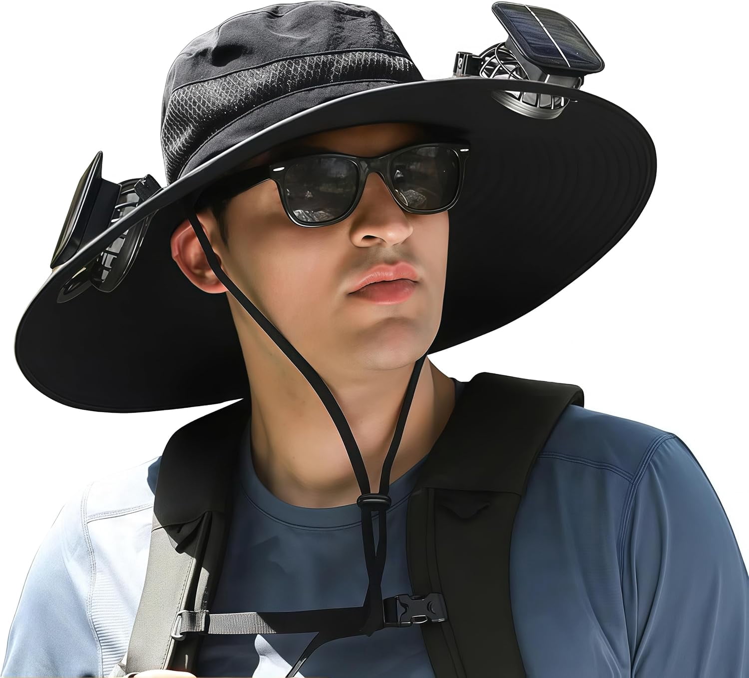 Solar Fan Hat for Men Women,UPF50+ Wide Brim Sun Hats with 2 Built-in ...