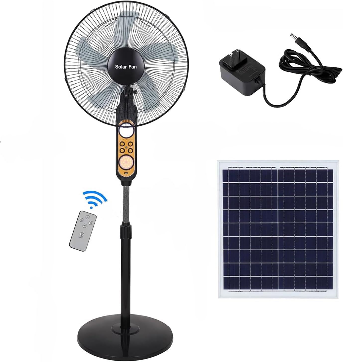 Solar Fan Rechargeable,DC Motor Quiet Floor Fan,Oscillating Adjustable ...
