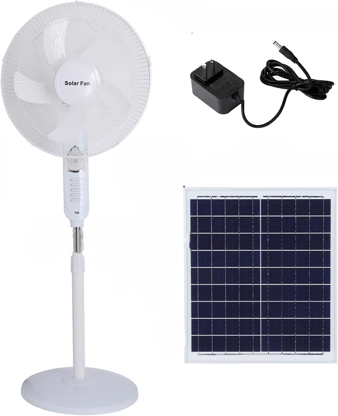 Solar Fan Rechargeable,DC Motor Quiet Floor Fan,Oscillating Adjustable ...