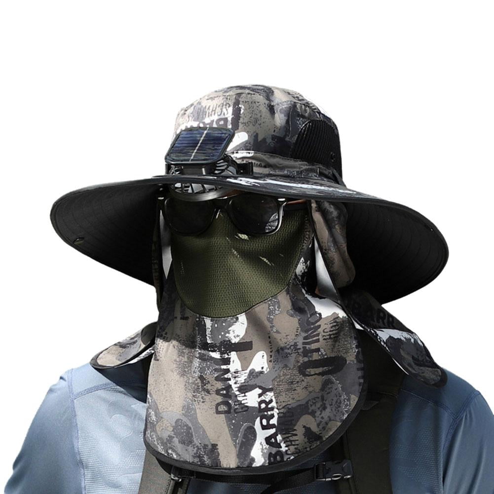 Solar Fan Sun Hat for Men & Women – Outdoor Wide Brim Bucket Hat with ...