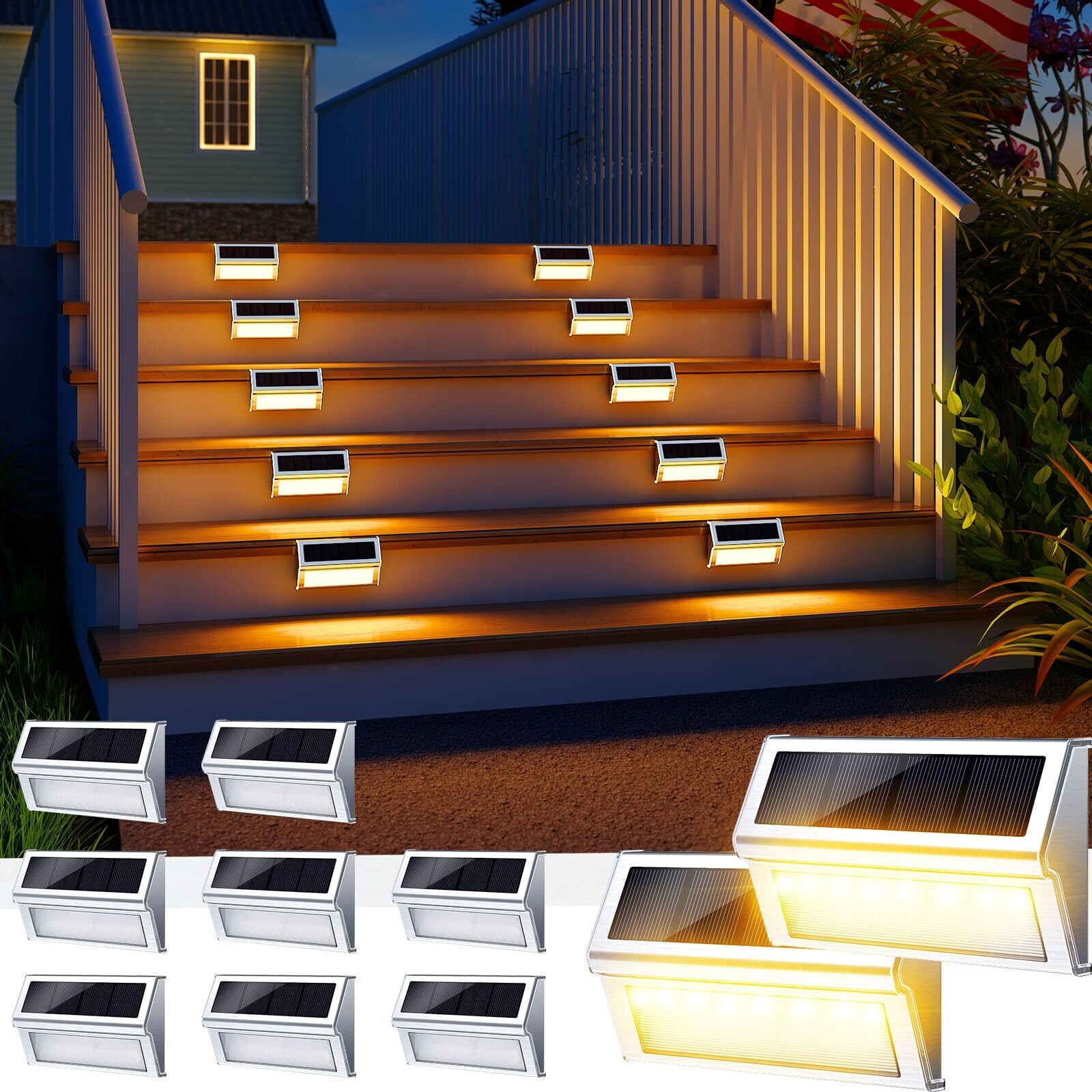 Solar Fence Lights - 12 Pack Solar Outdoor Light Deck Lights Waterproof ...