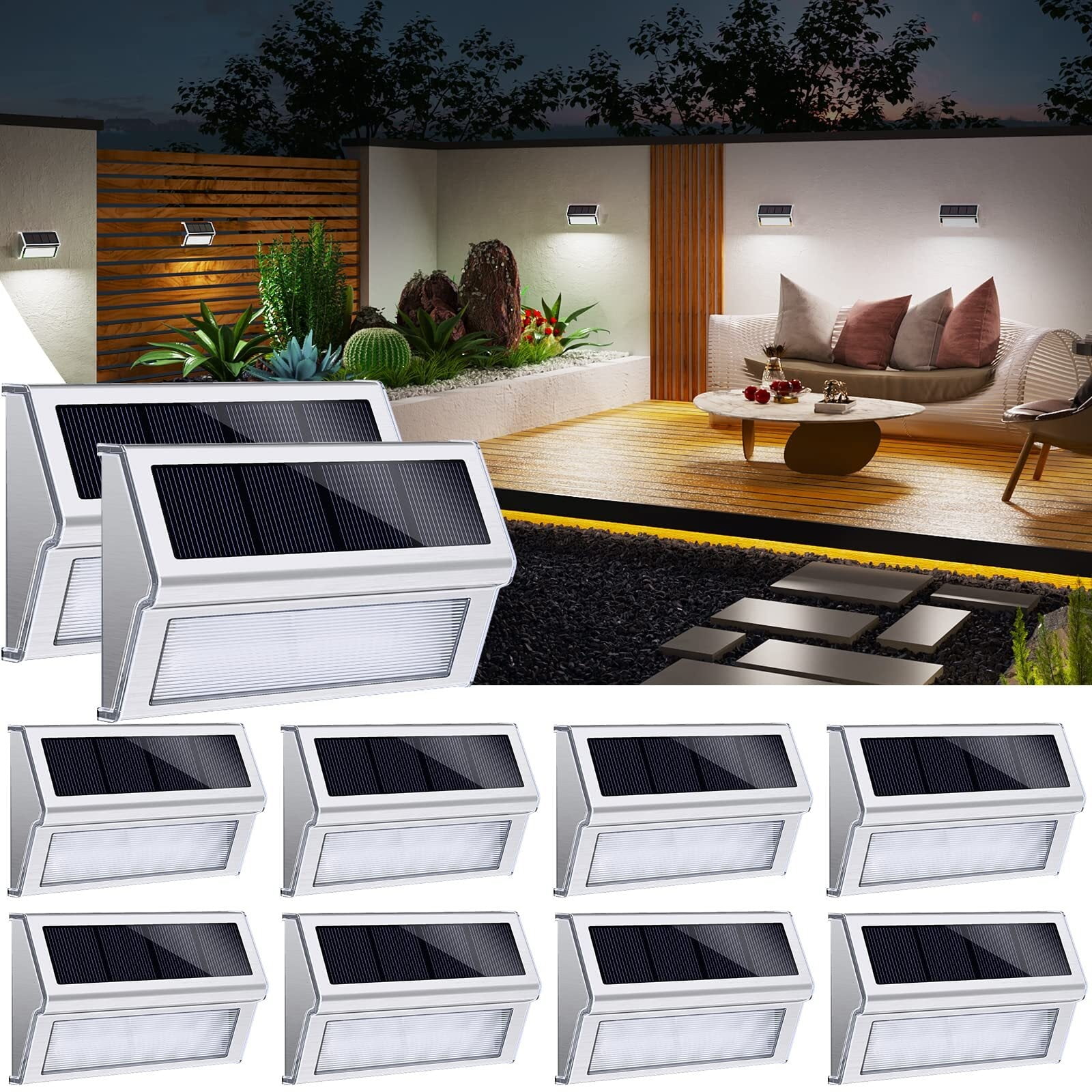 Solar Fence Lights - 12 Pack Solar Outdoor Light Deck Lights Waterproof ...
