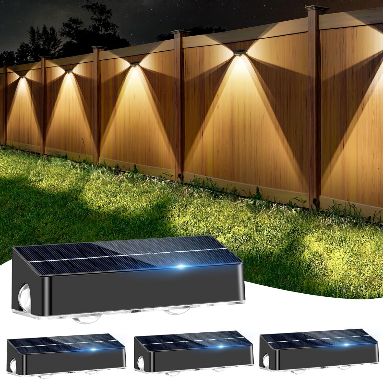 Solar Fence Lights 9 Colors＆11 Lighting Modes Fence Solar Light Outdoor ...