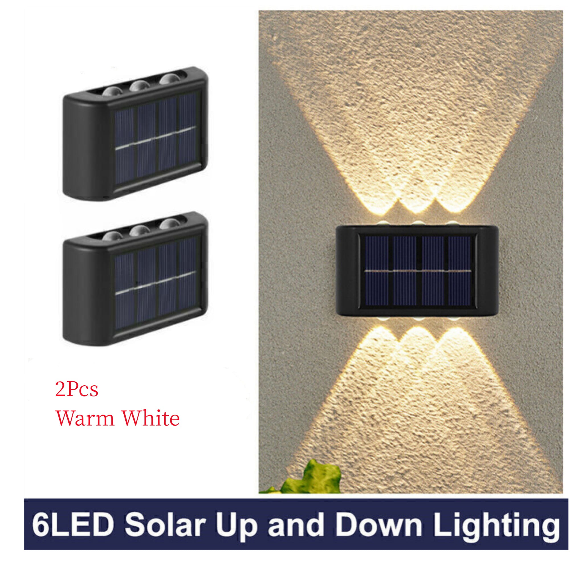 Solar Fence Lights, Fence Solar Lights Outdoor Waterproof Warm White ...