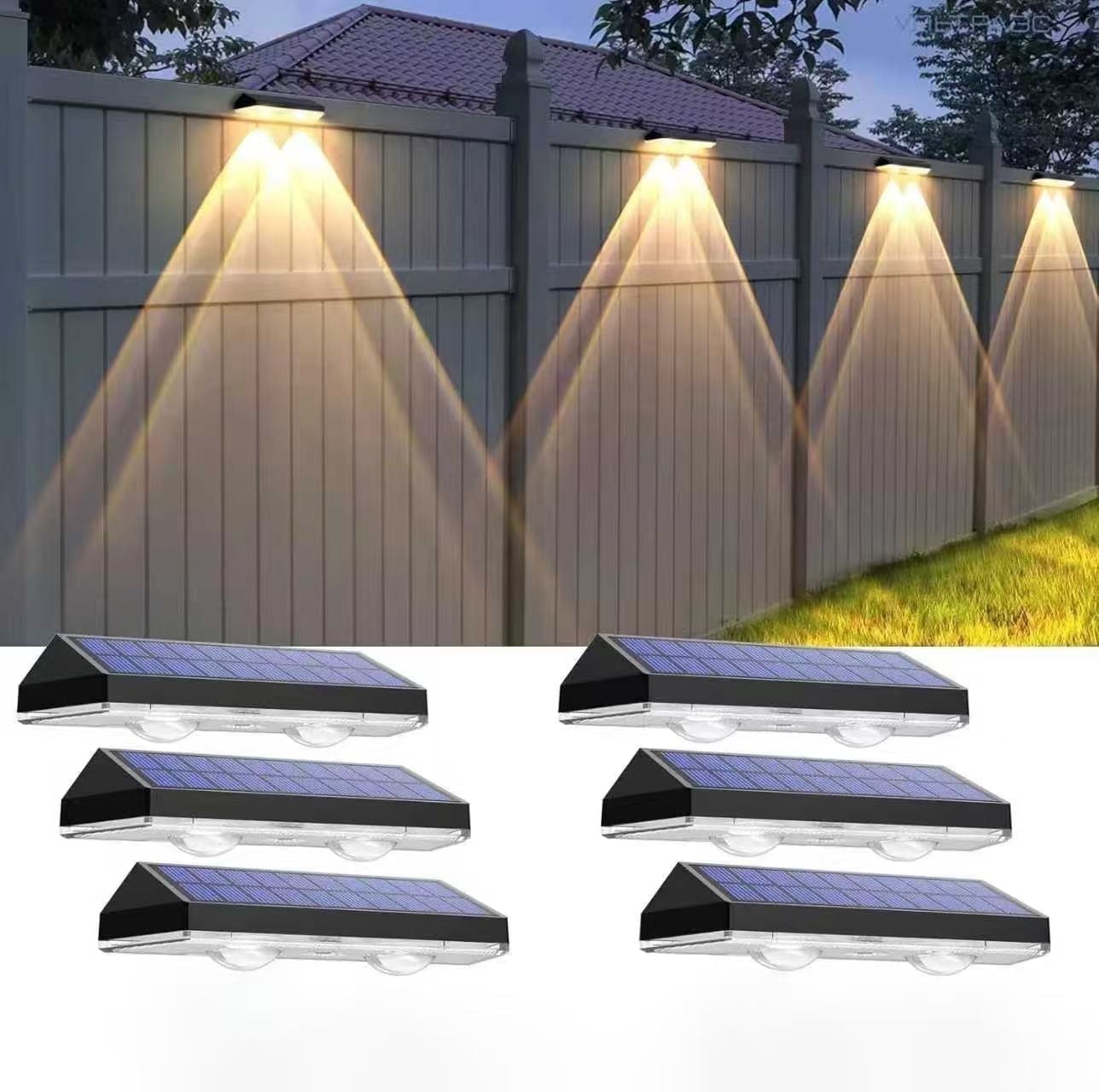 Solar Fence Lights Outdoor - 2700/4000/6000K 3 Mode, Solar Fence Lights Outdoor Waterproof LED ...