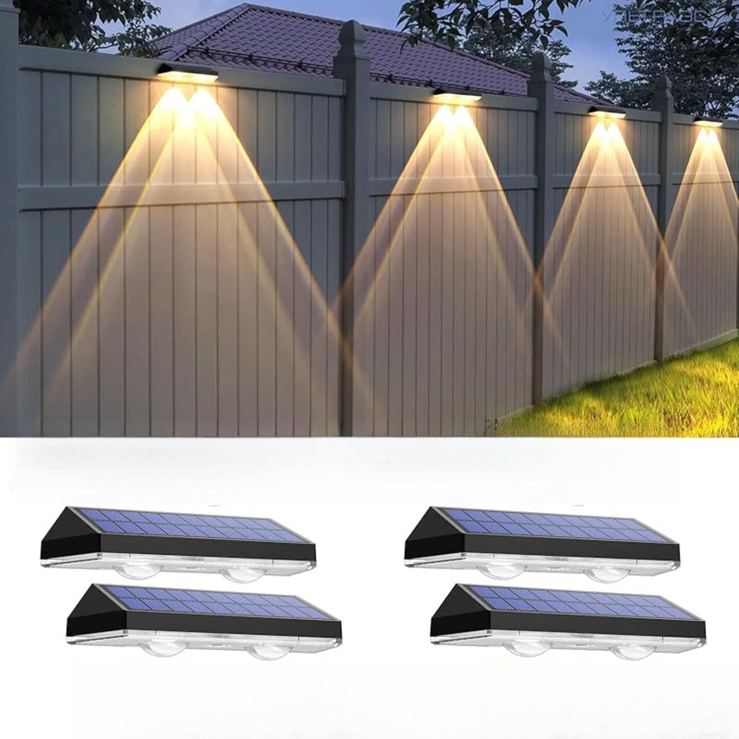 Solar Fence Lights Outdoor, 2PK RGB Solar Lights for Outside Backyard ...