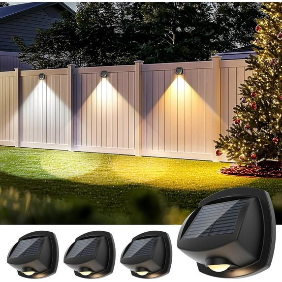 Solar Fence Lights Outdoor, 3 Lighting Modes Solar Powered Wall Lights ...