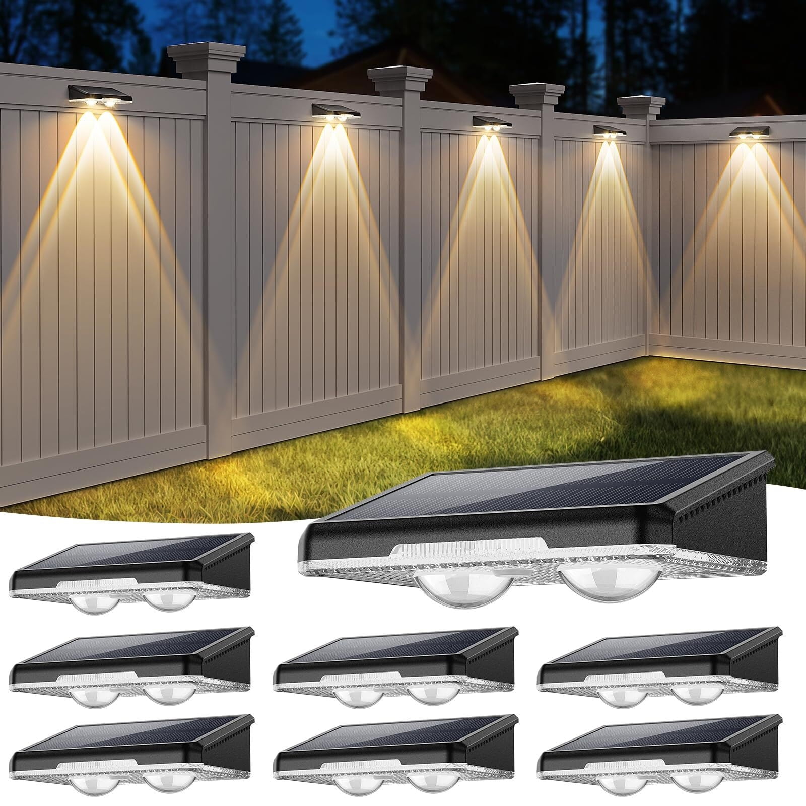 Solar Fence Lights Outdoor, 7 Fixed Colors & Color Changing IP65 ...