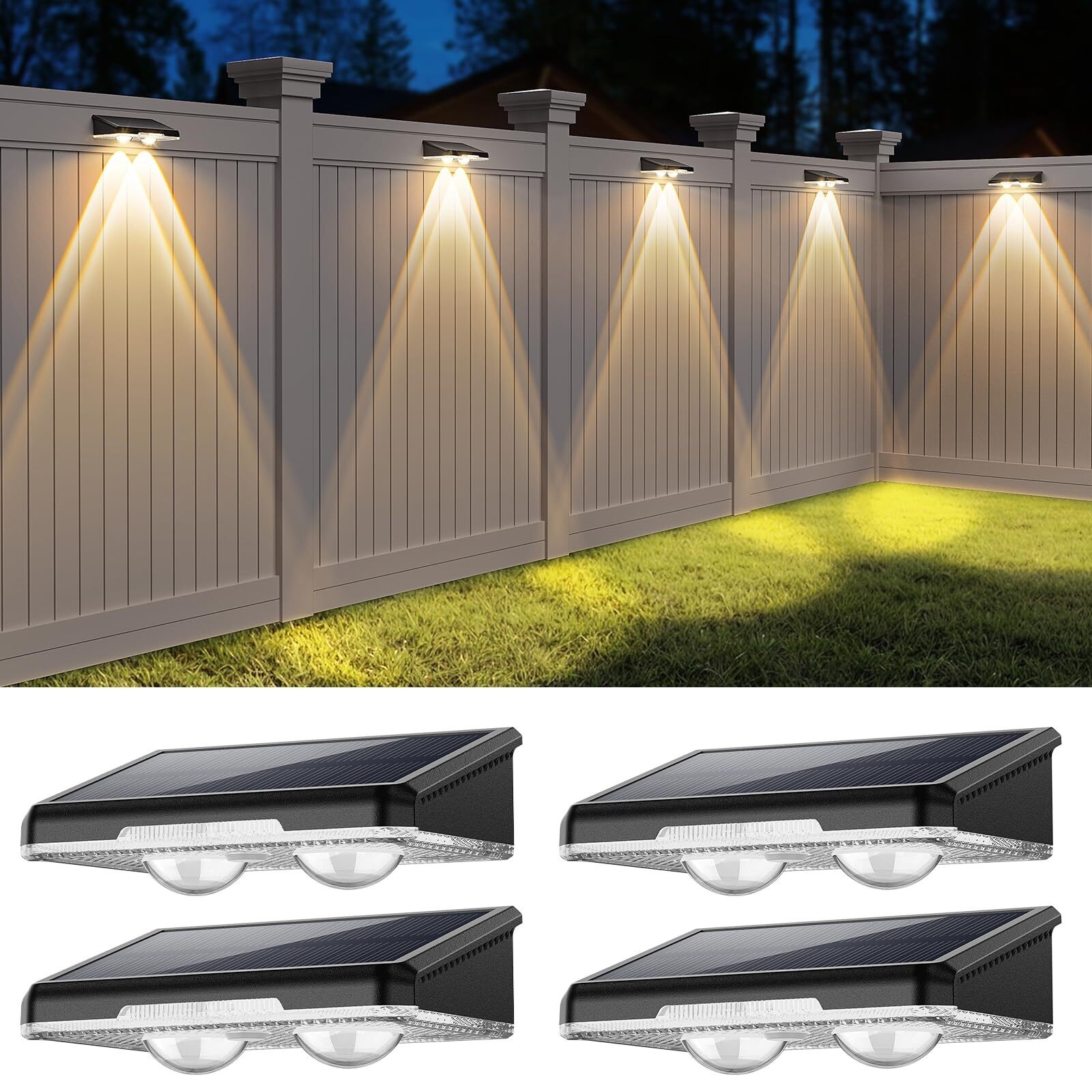 Solar Fence Lights Outdoor, 7 Fixed Colors & Color Changing IP65 ...