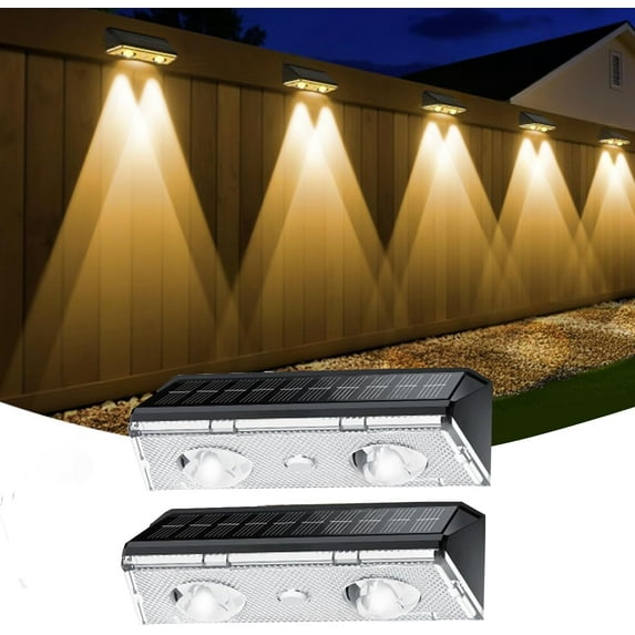 Solar Fence Lights Outdoor, IP65 Waterproof Fence Lights Solar Powered ...