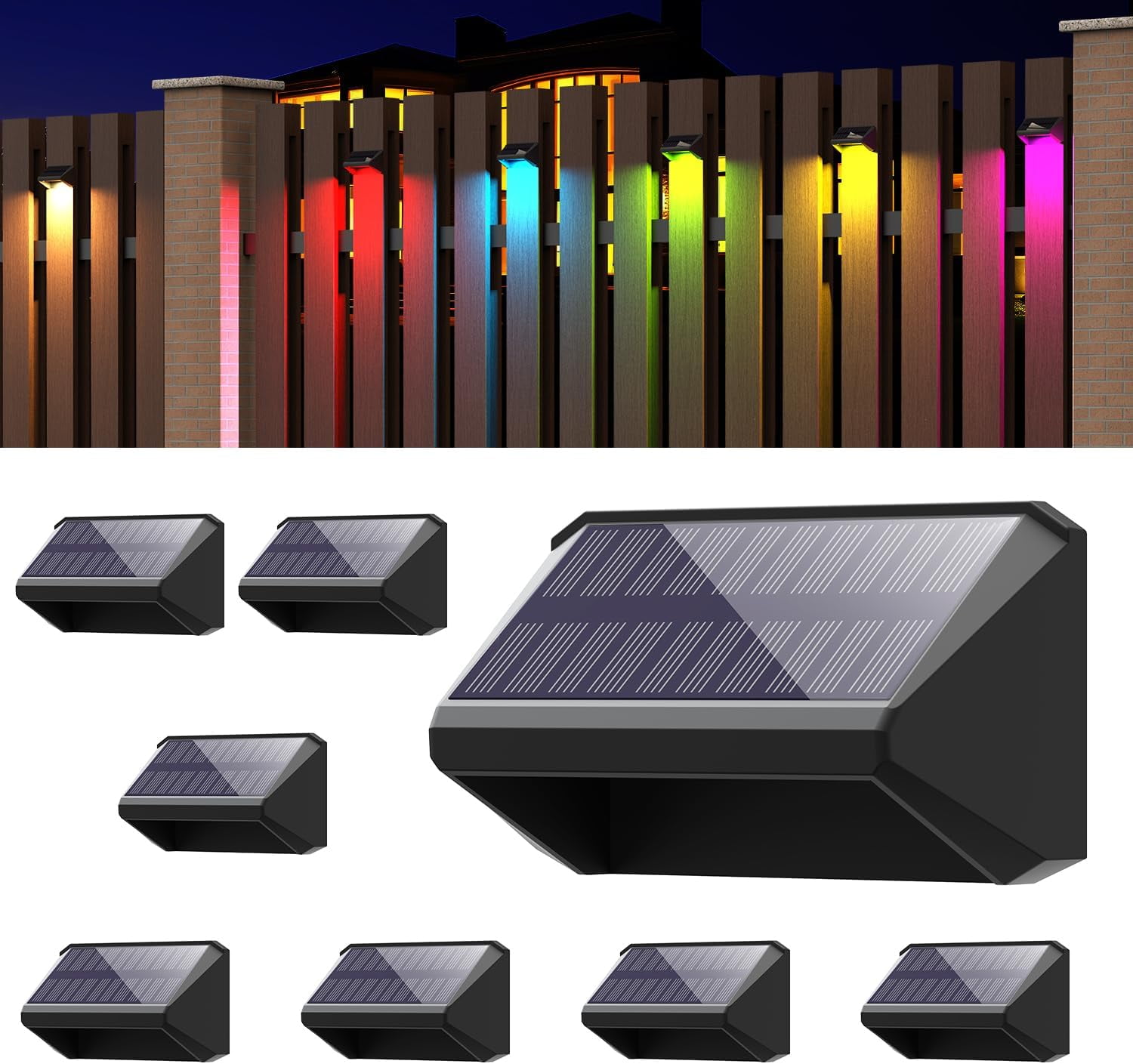 Solar Fence Lights Outdoor-IP65 Waterproof Solar Powered Deck Solar ...