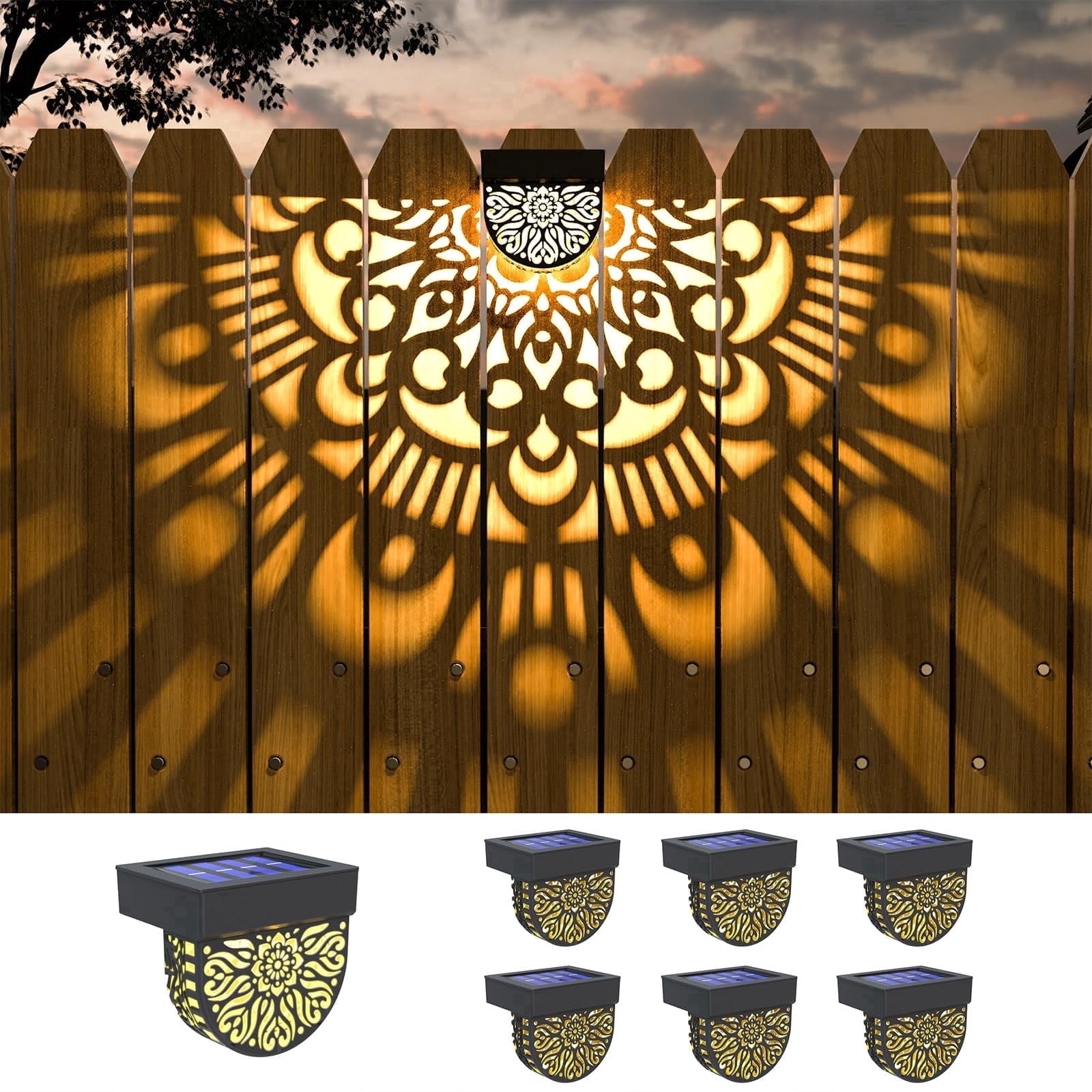 Solar Fence Lights Outdoor Moon Solar Step Wall Lights Garden Decor ...