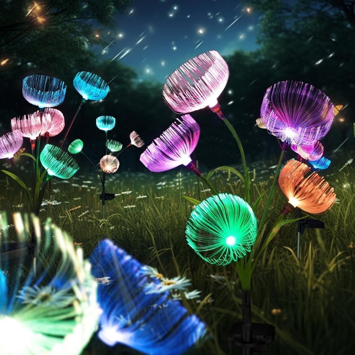 Hnjugfe Solar Series Indoor 1 ft Solar LED Fiber Optic String Lights 2 ...