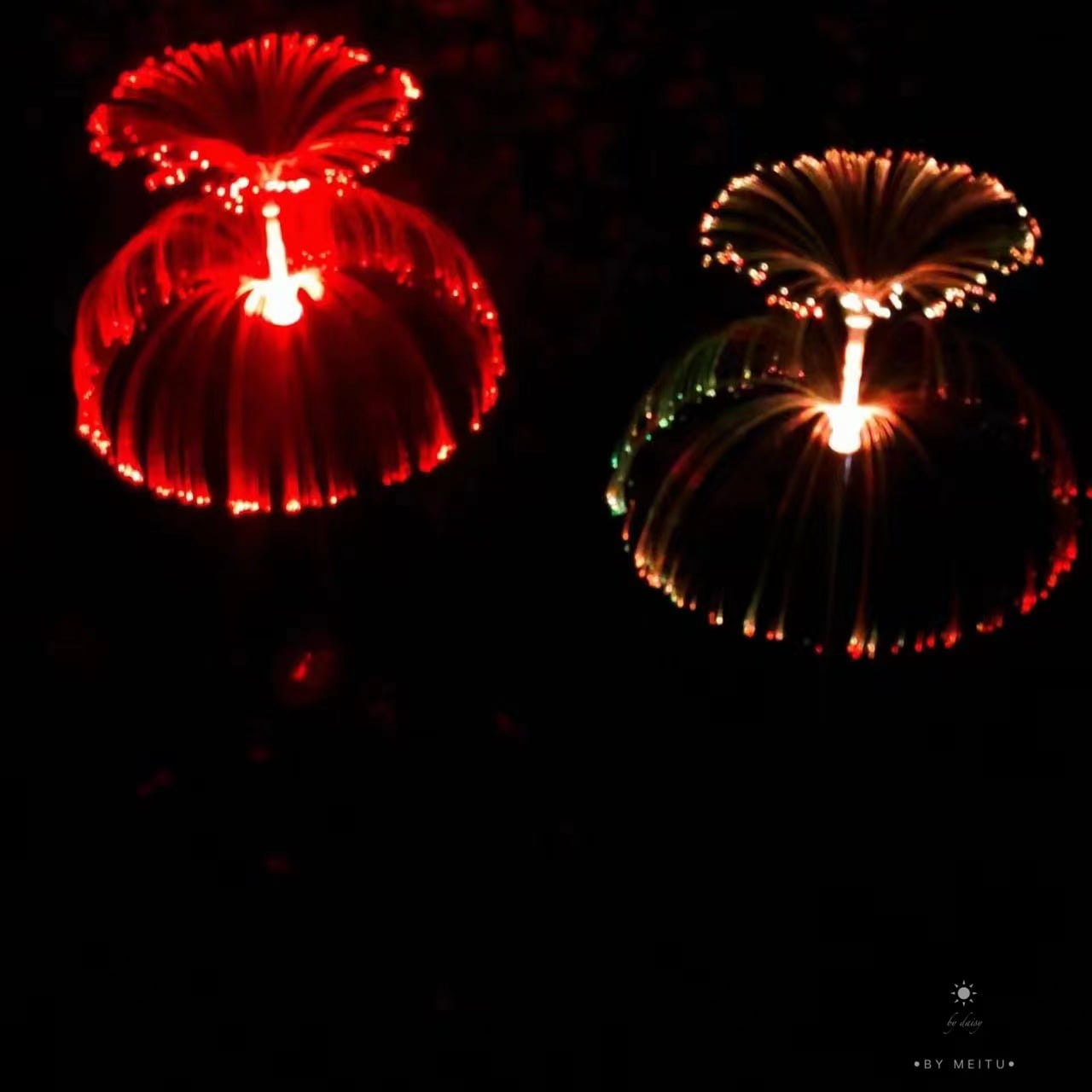 Solar Fiber Optic Lights Outdoor Waterproof 7-Color Changing LED ...