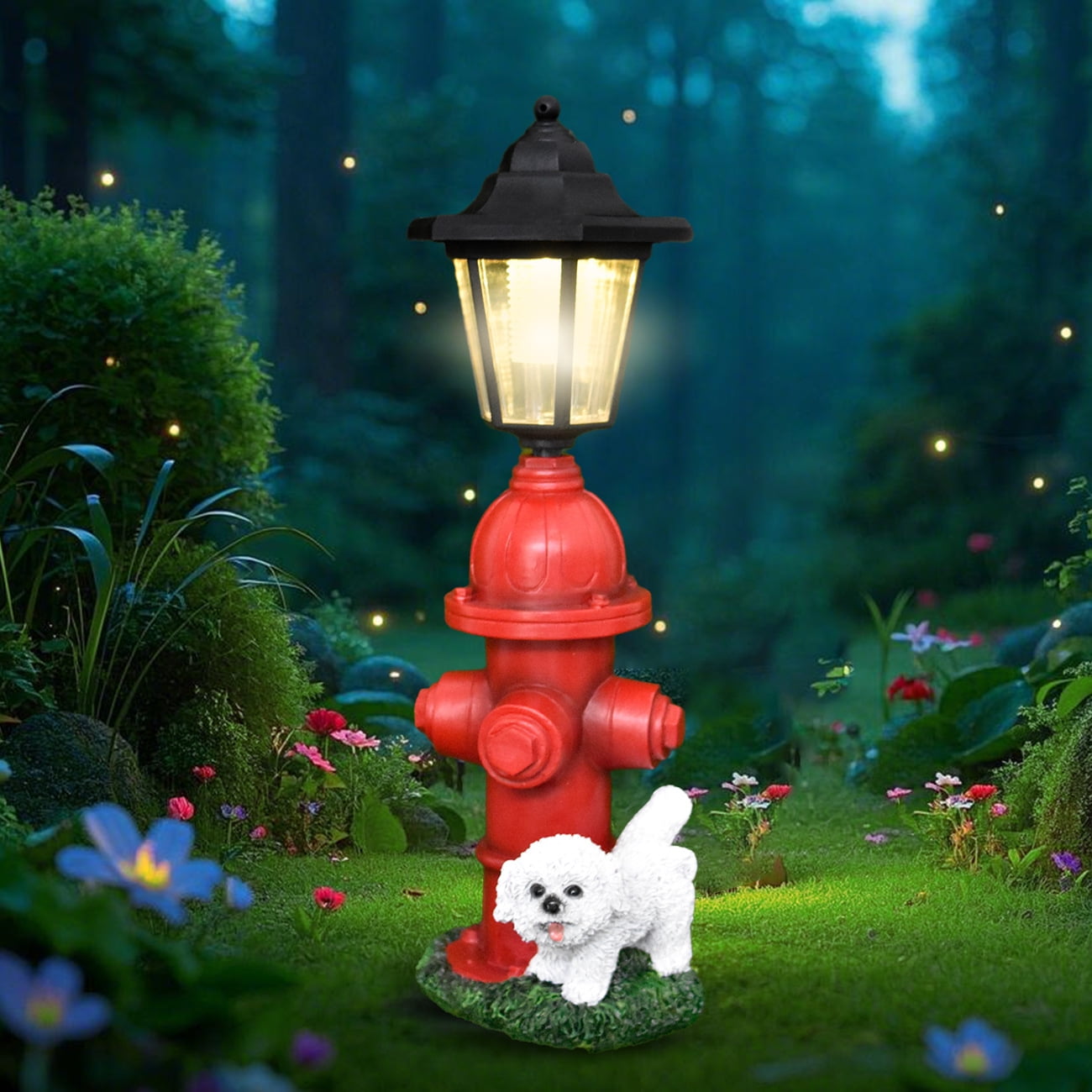 Solar Fire Hydrant Outdoor Statues,Garden Sculptures with Resin Decor ...