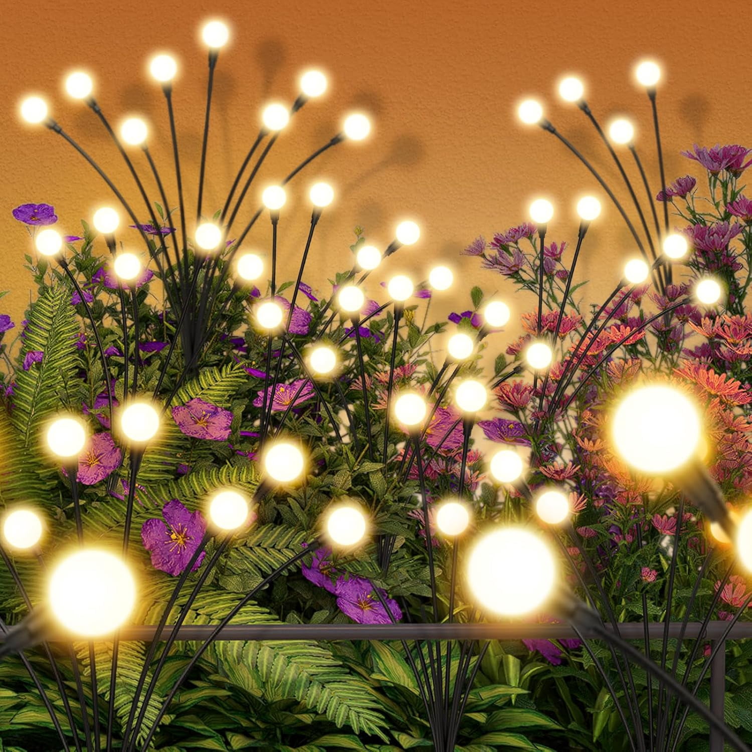 Solar Firefly Lights Outdoor,4 Packs 24LEDs,Firefly Lights Outside for ...