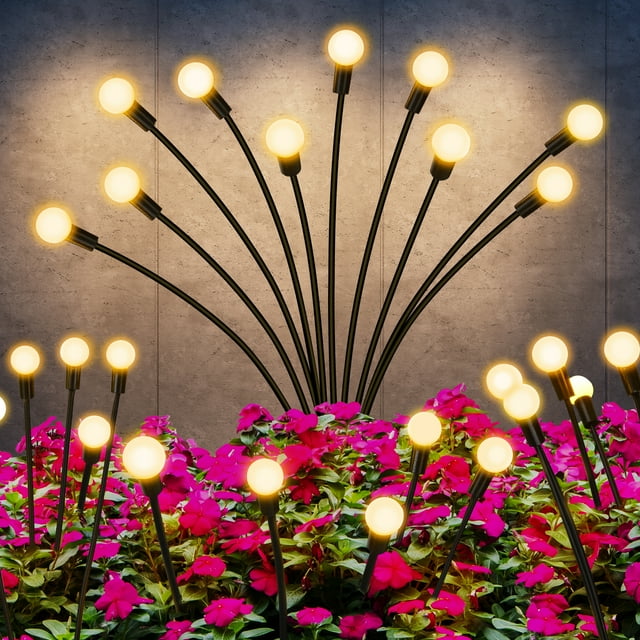 Decorative Unique Yard Solar Firefly Lights, 4 Pack 10 LED Waterproof ...